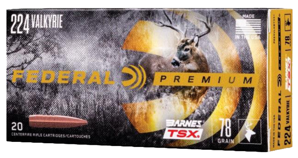 200 Round Case Federal P224VLKBTSX1 Premium 224Valkyrie 78gr Barnes TSX ...