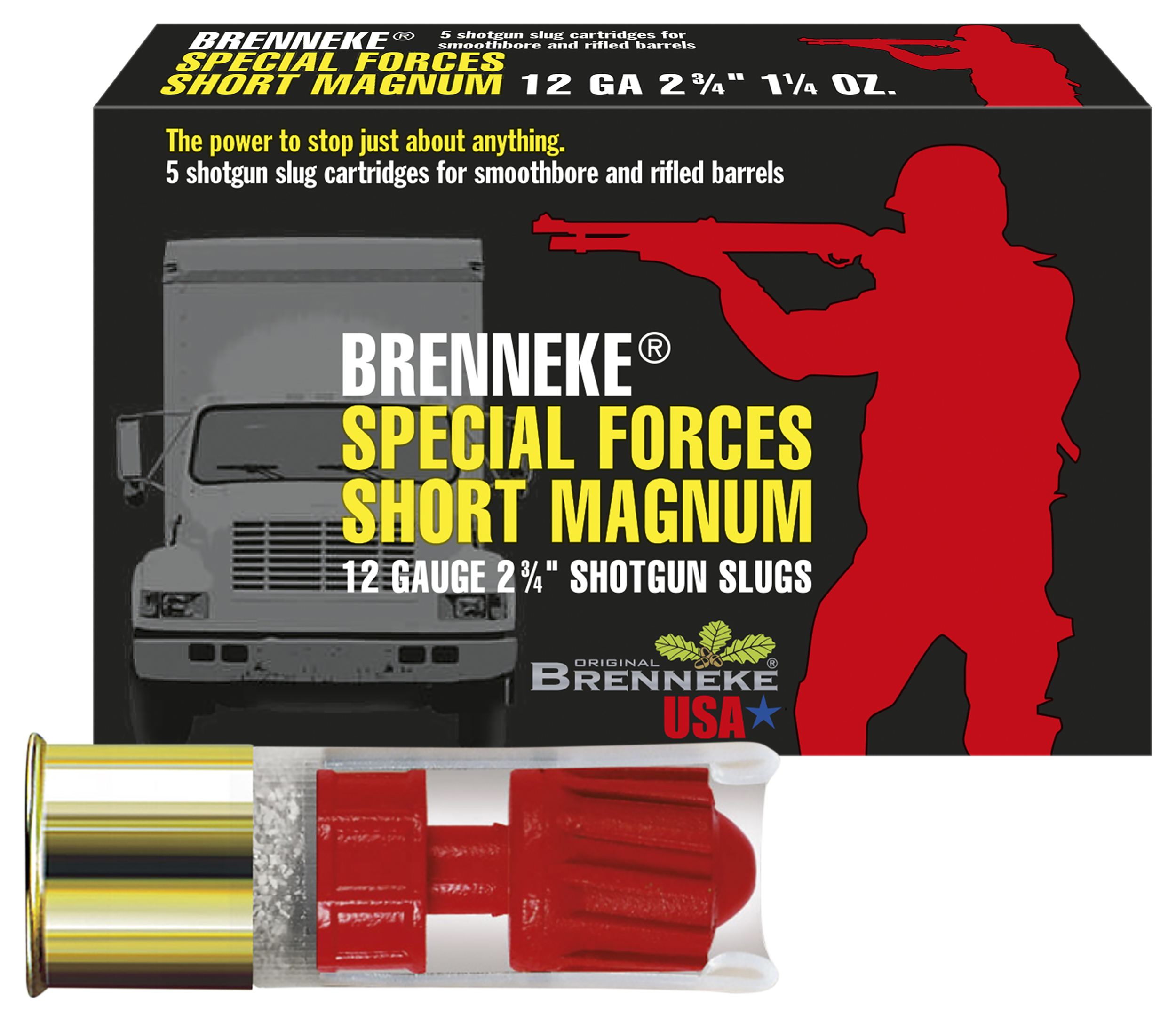 Brenneke USA Spl Forces Short Mag 12 ga 2-3-4" 1-1-4 oz Lead Slug 5rd ...