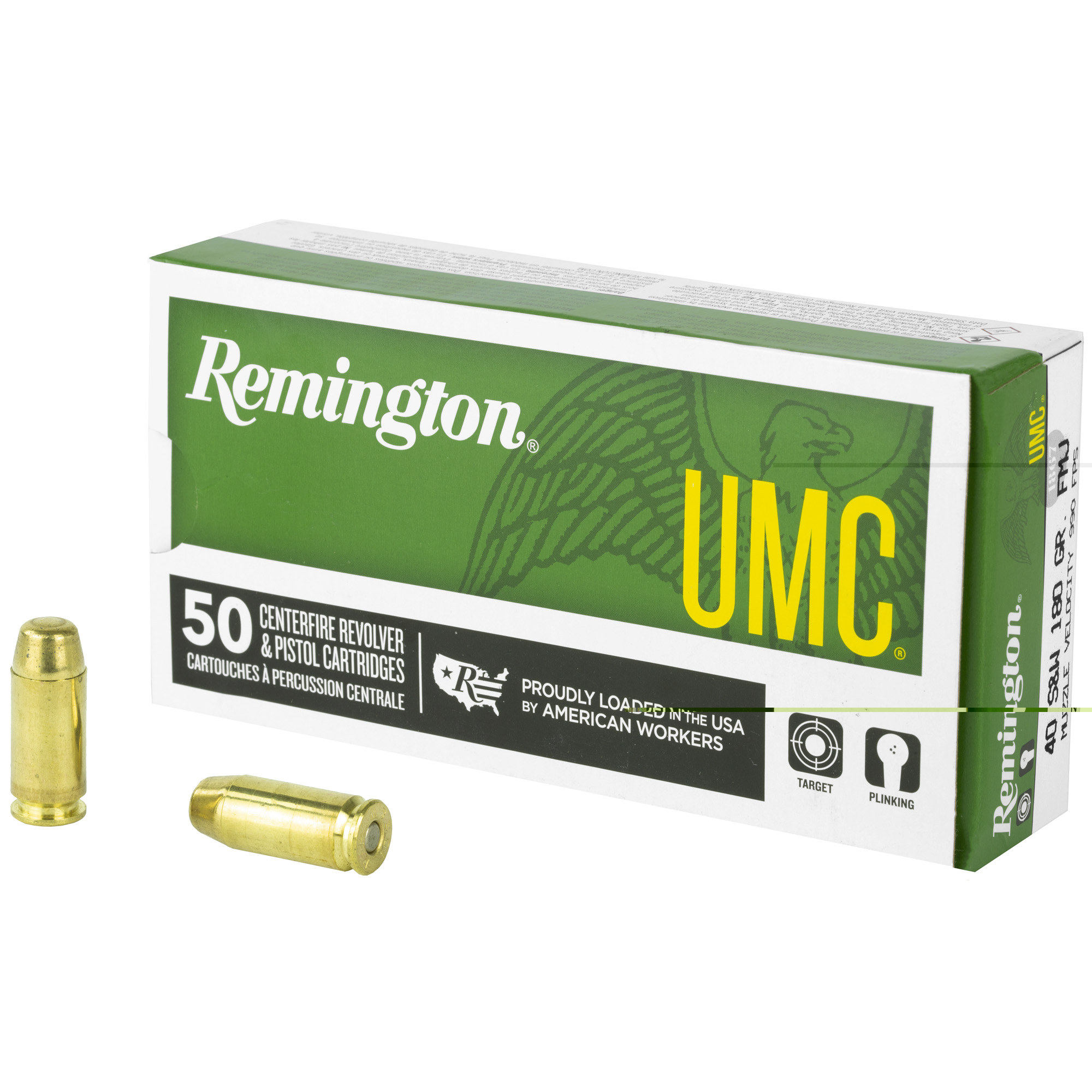 Remington ammo 23742 umc target 40 s&w 180gr fmj 50rd bx - Handgun Ammo ...