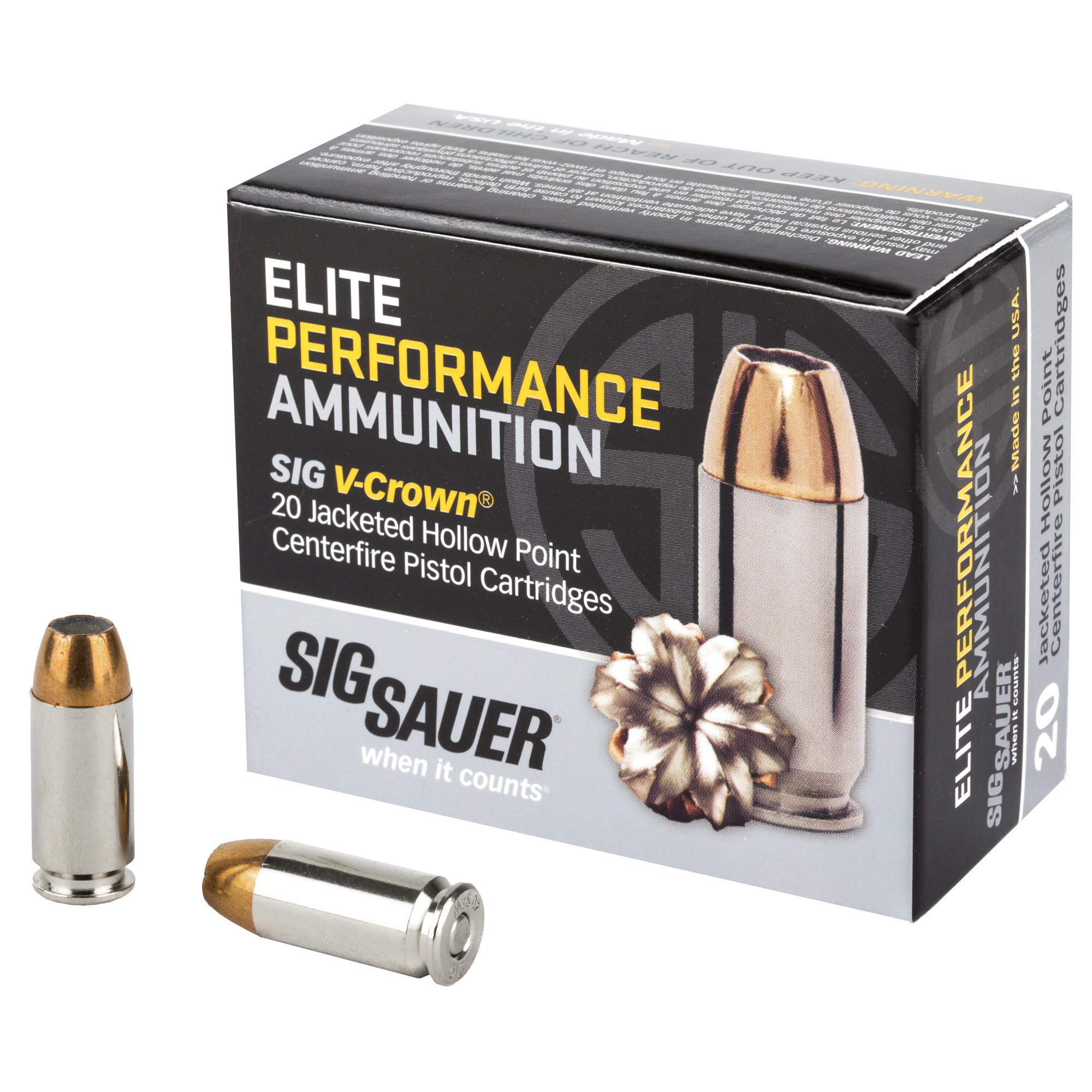 E40sw1-20 sig sauer elite performance pistol ammo .40 s&w 165 gr v ...
