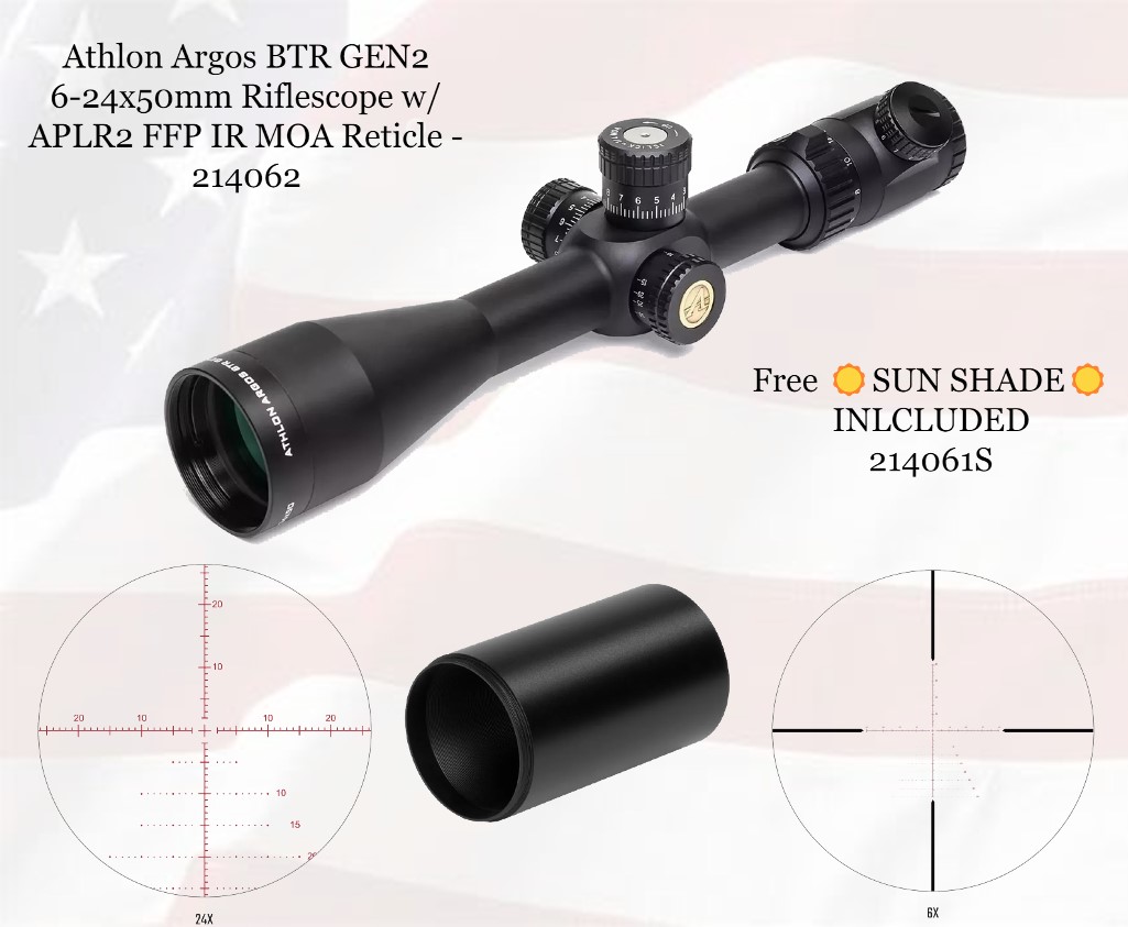 Athlon Argos BTR GEN2 6-24x50mm Scope w- APLR2 FFP IR MOA Reticle ...