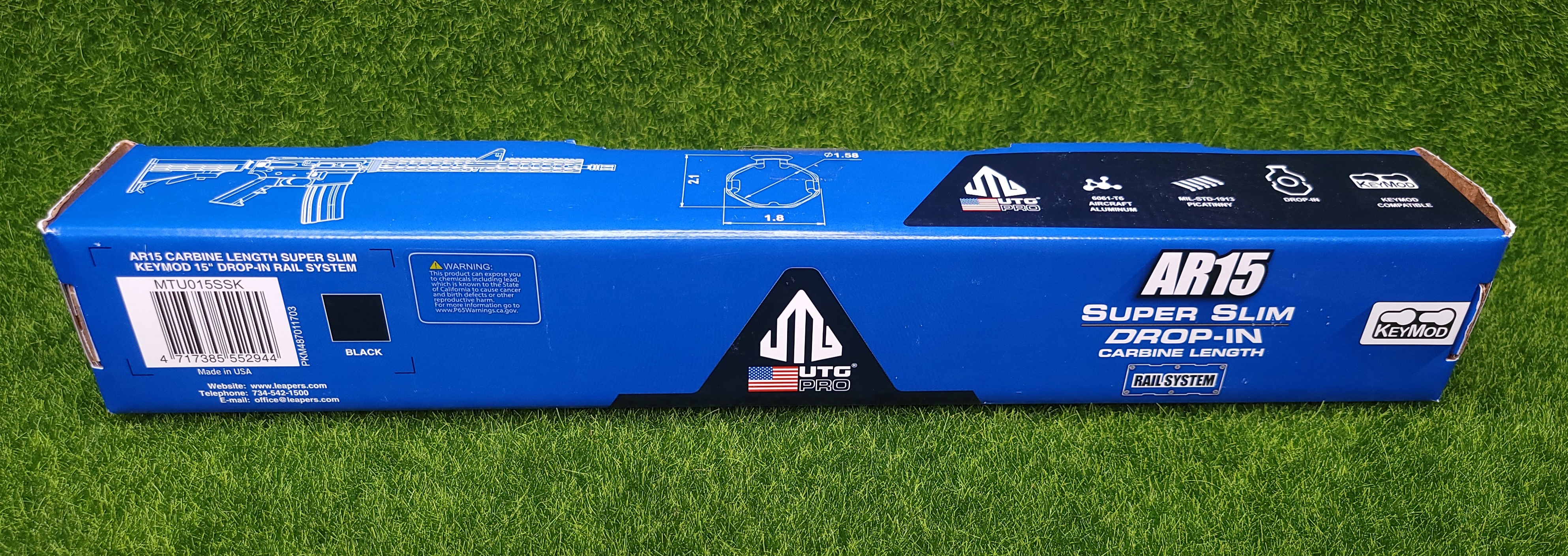 UTG-Leapers PRO Carbine Length Drop-in Quad Rail KeyMod Handguard ...