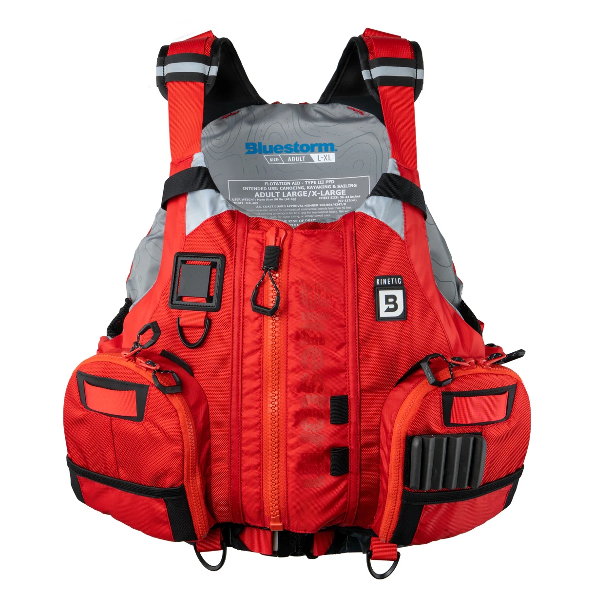 Bluestorm KINETIC Kayak Fishing Angler Life Vest Type III PFD, Nitro ...