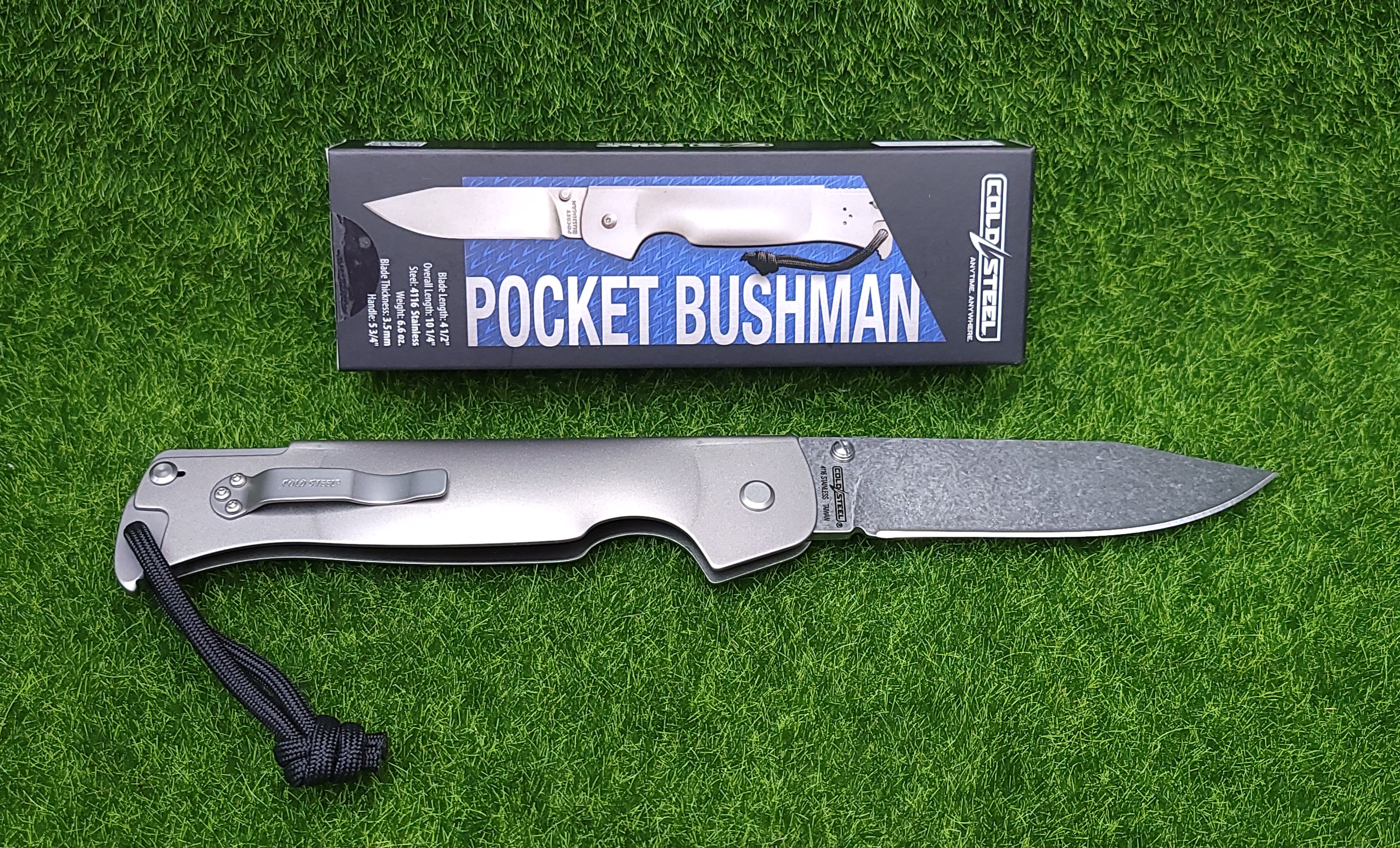 Cold Steel Pocket Bushman, Clip Point Plain Edge 4.5" Folding Knife ...