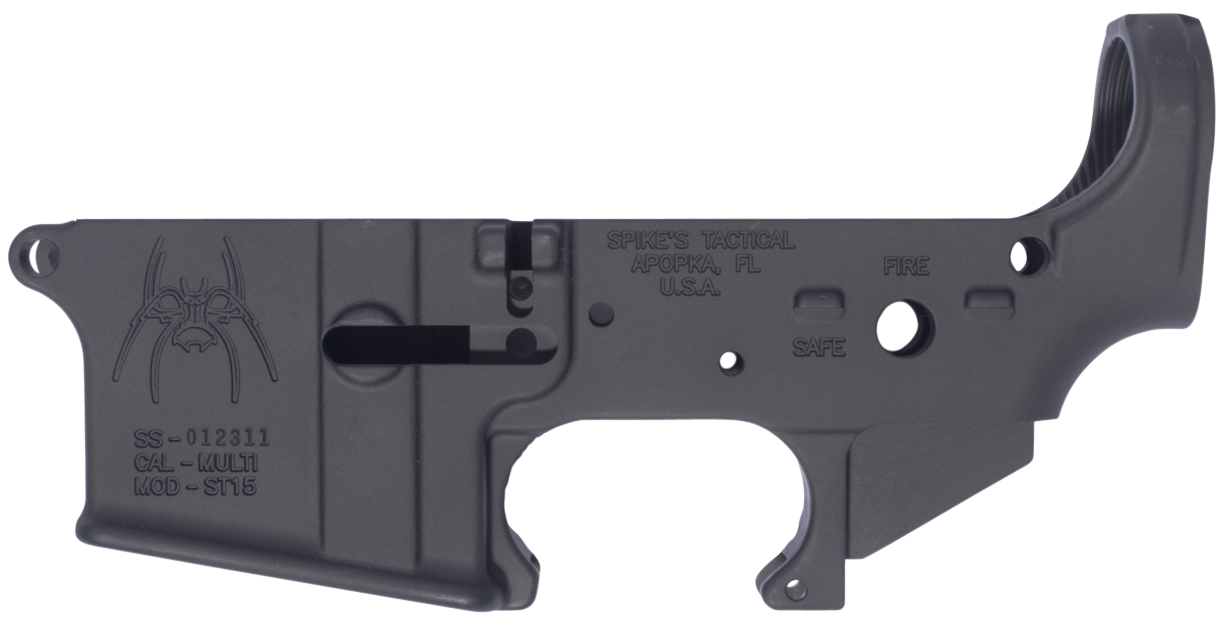 Spikes STLS018 Spider Stripped Lower Receiver with Fire & Safe Markings ...