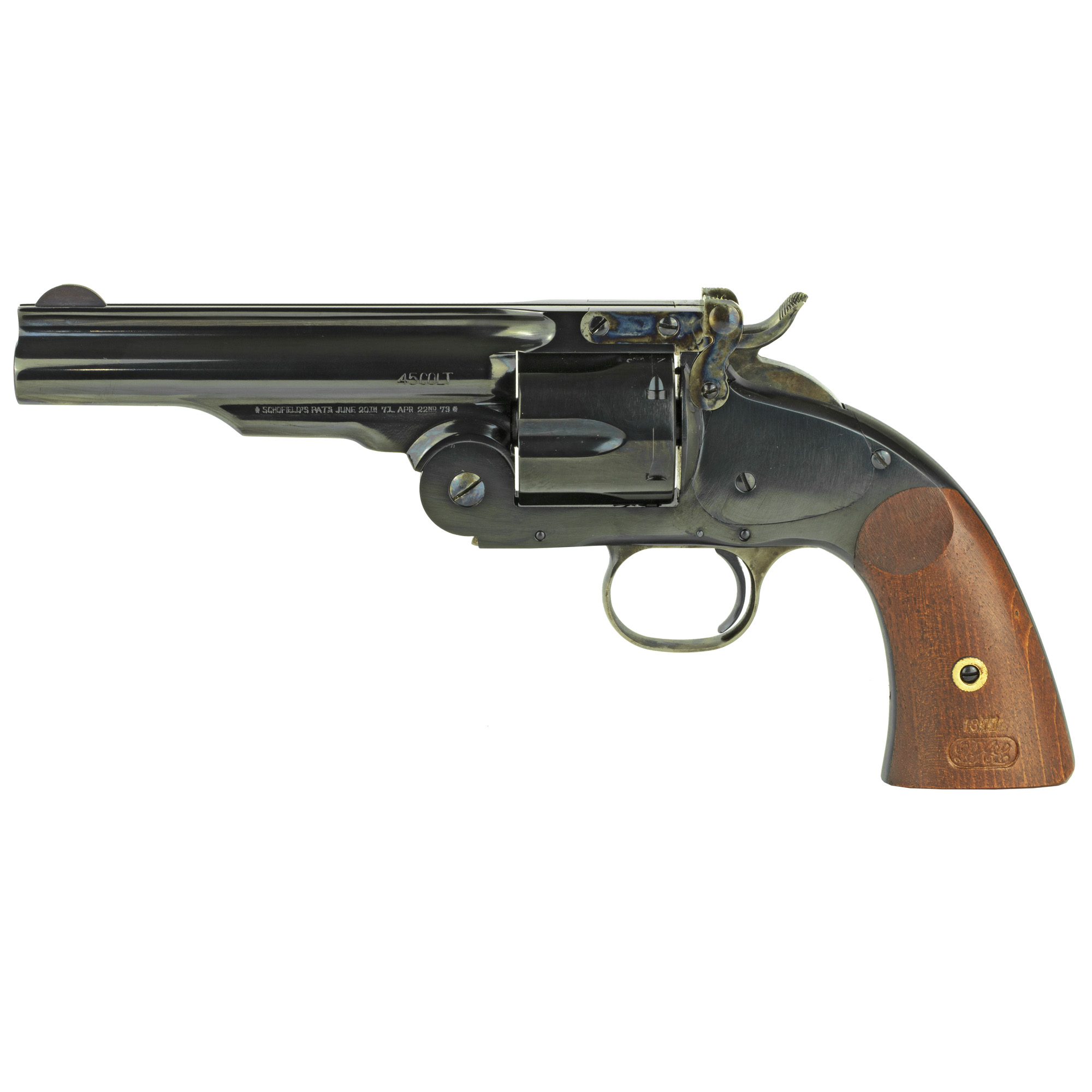Cimarron Model 3 Schofield 45 LC 5" Revolver 6 Rounds Blued Steel Wood ...