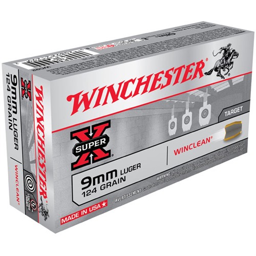Winchester WinClean 9mm Luger Brass Enclosed Base 124 Grain 50 Rounds ...