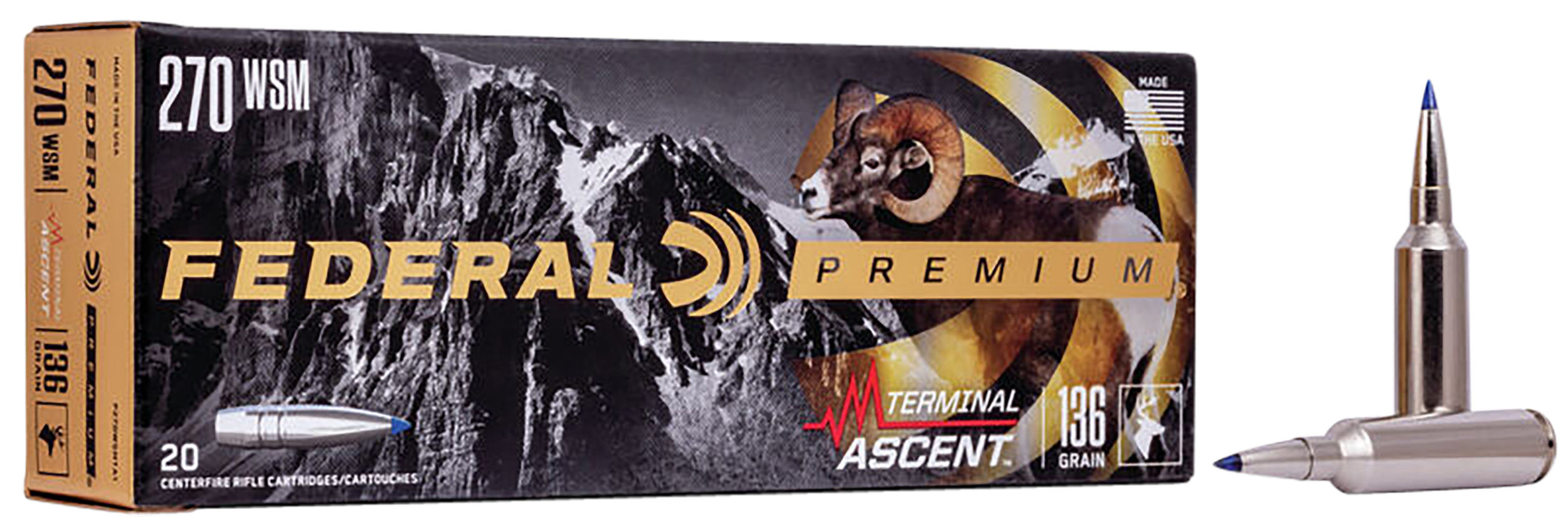 Federal Premium Rifle Ammo 270 WSM. 136 gr. Terminal Ascent 20 rd ...