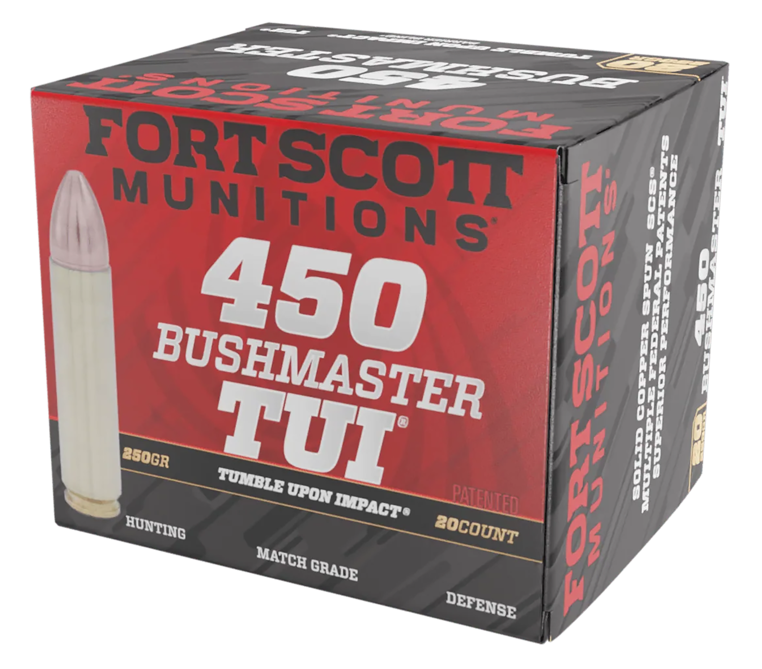 Fort Scott Munitions Rifle Ammo 450 Bushmaster 250 gr. TUI 20 rd ...