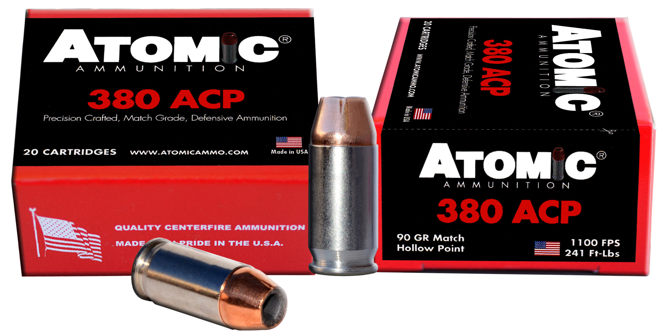 Atomic Ammunition 00453 Pistol Precision Craft 380ACP 90gr Hollow Point ...