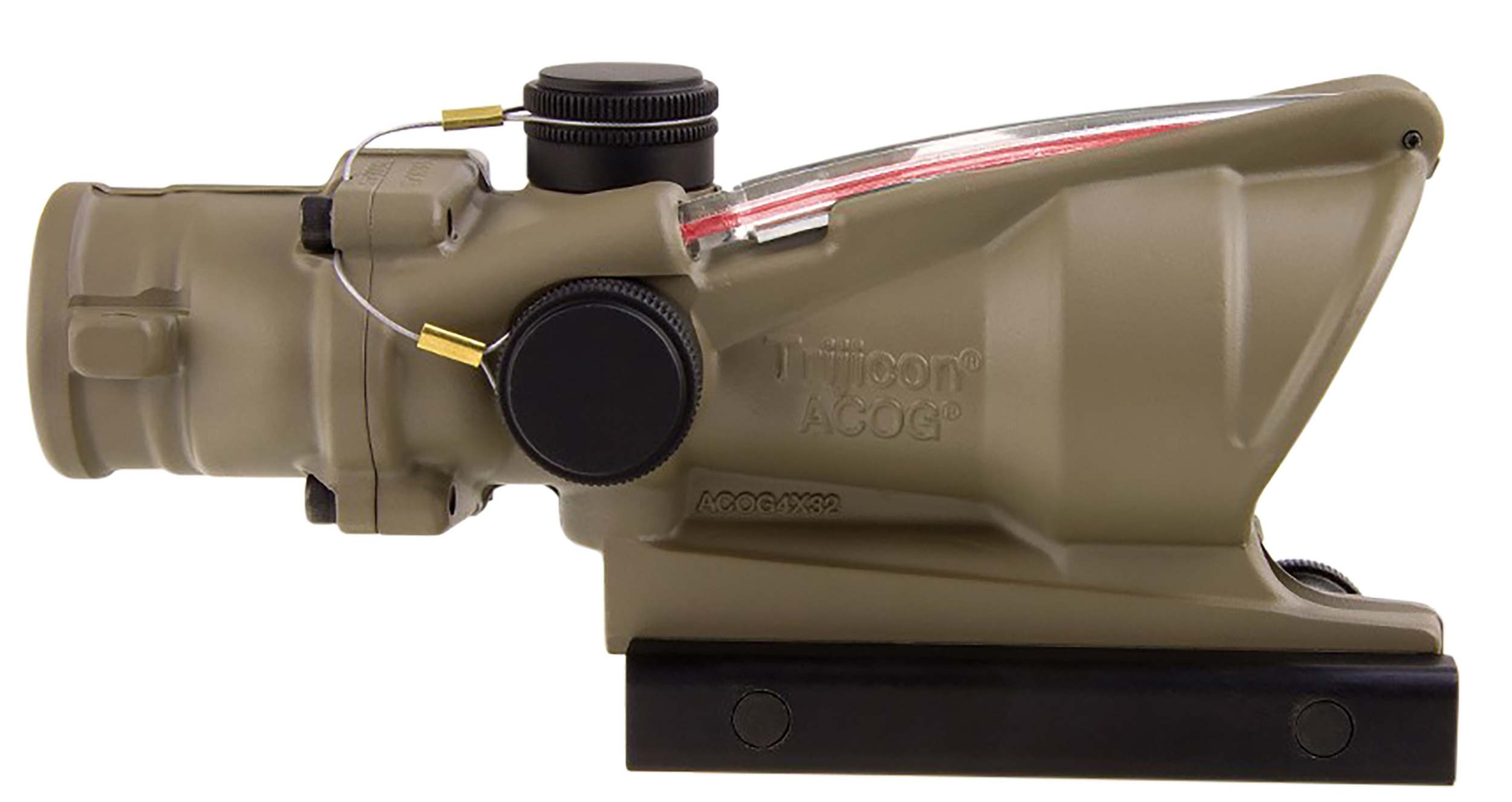 Trijicon 100310 ACOG Flat Dark Earth 4x32mm Illuminated Red Chevron .22 ...