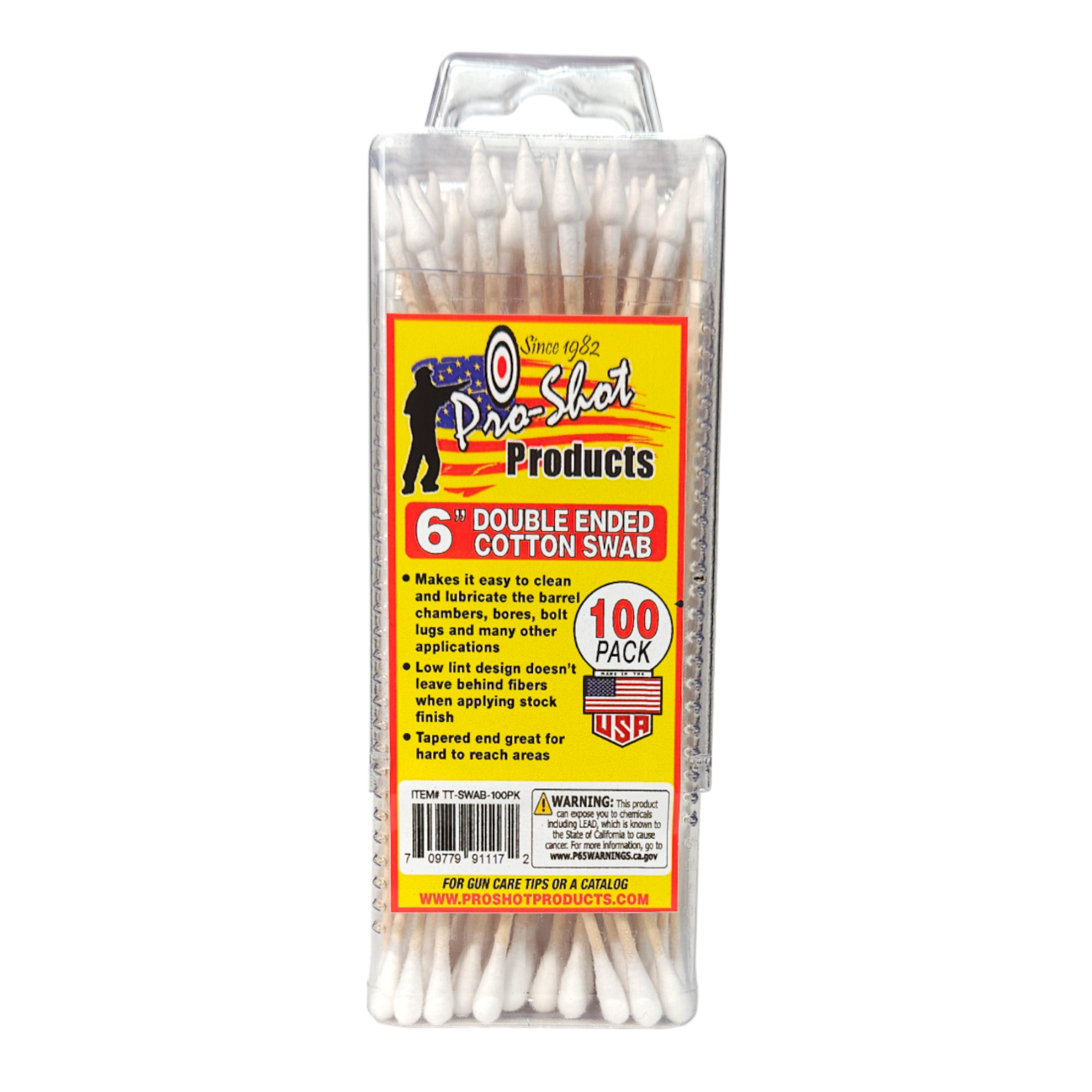 Pro-Shot Cotton Cleaning Swab Double Ended 6" 100 Ct-709779911172 - Gun ...
