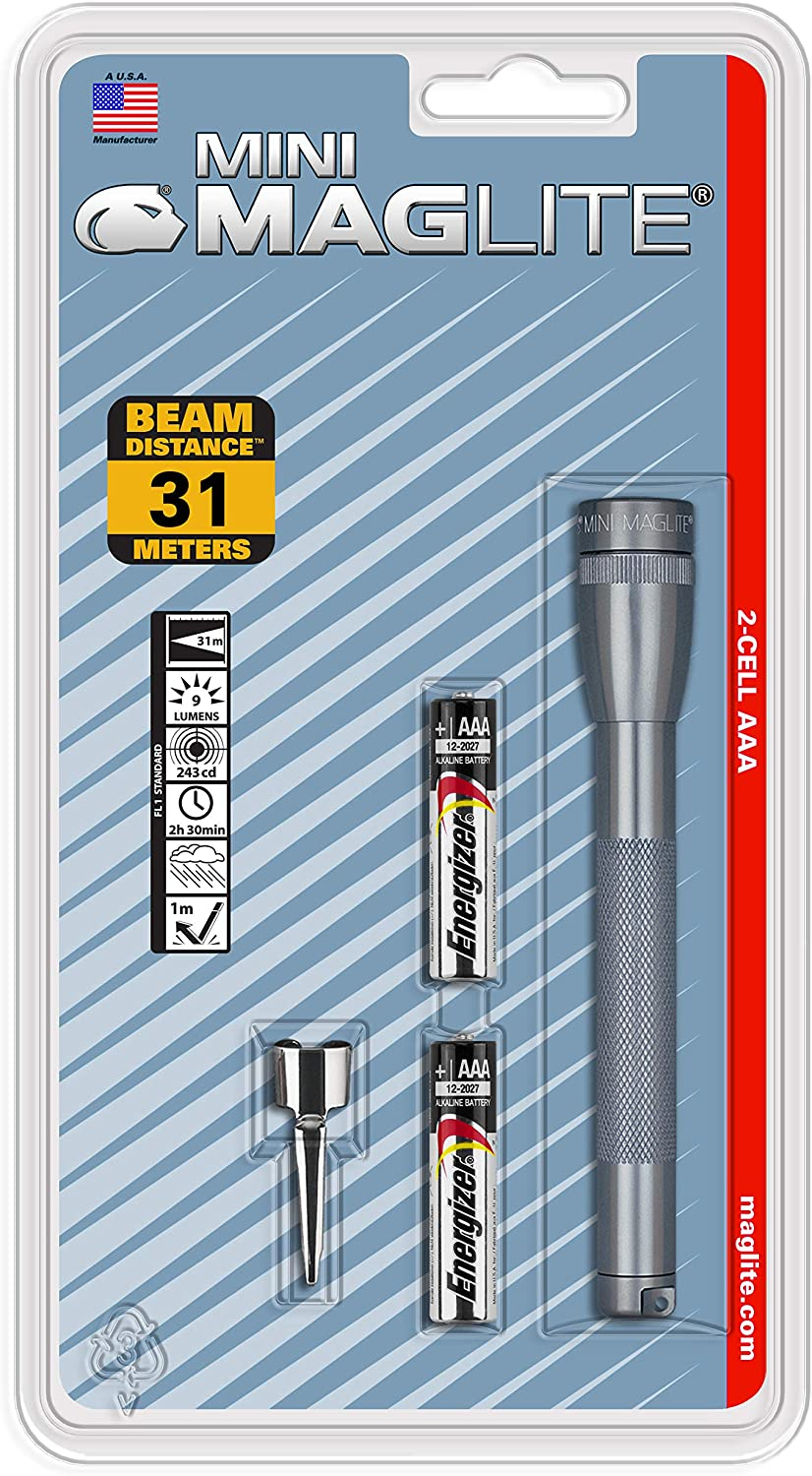 SP22 Mini Maglite 2 AAA-Cell Flashlight w- Pocket Clip-038739167398 ...