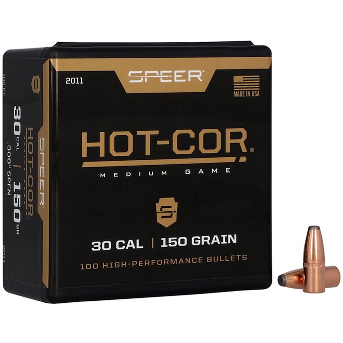 Speer 2011 Hot-Cor 30Cal 150gr Soft Point Flat Nose 100 Per Box-5 Case ...