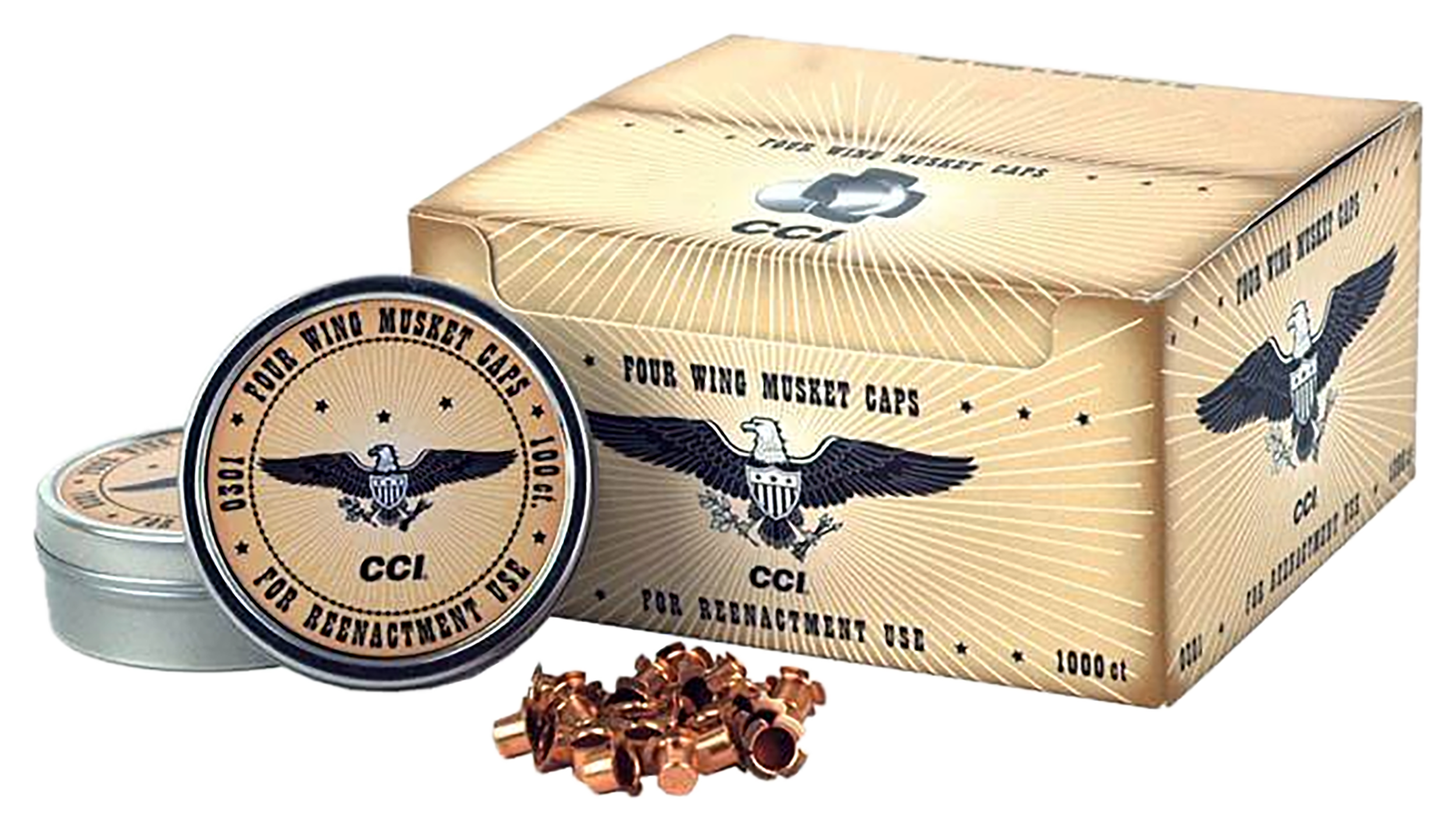 CCI 301 Four Wing Musket Caps Brass 1000 Per Box-5 Case - Percussion ...