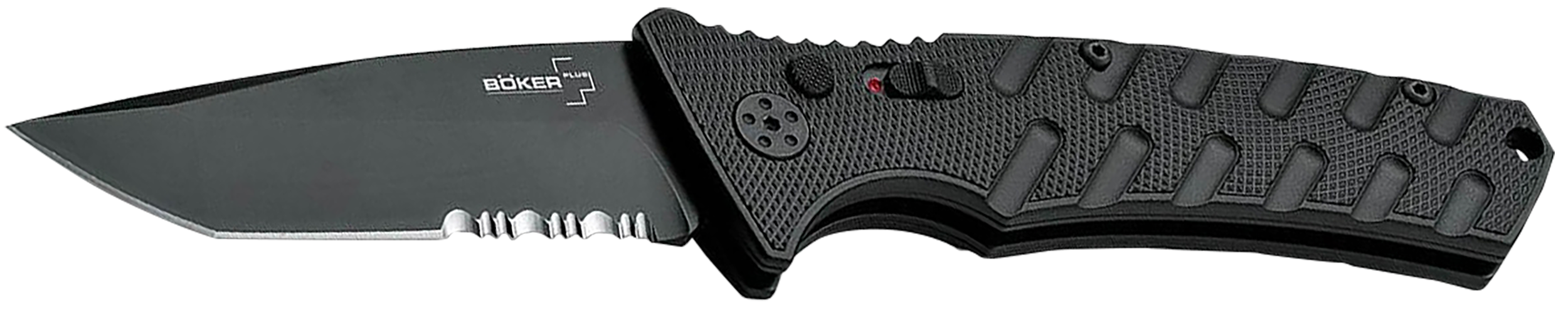 Boker 01BO458 Plus Strike Auto Pocket 3.35" Tanto Serrated Black D2 ...