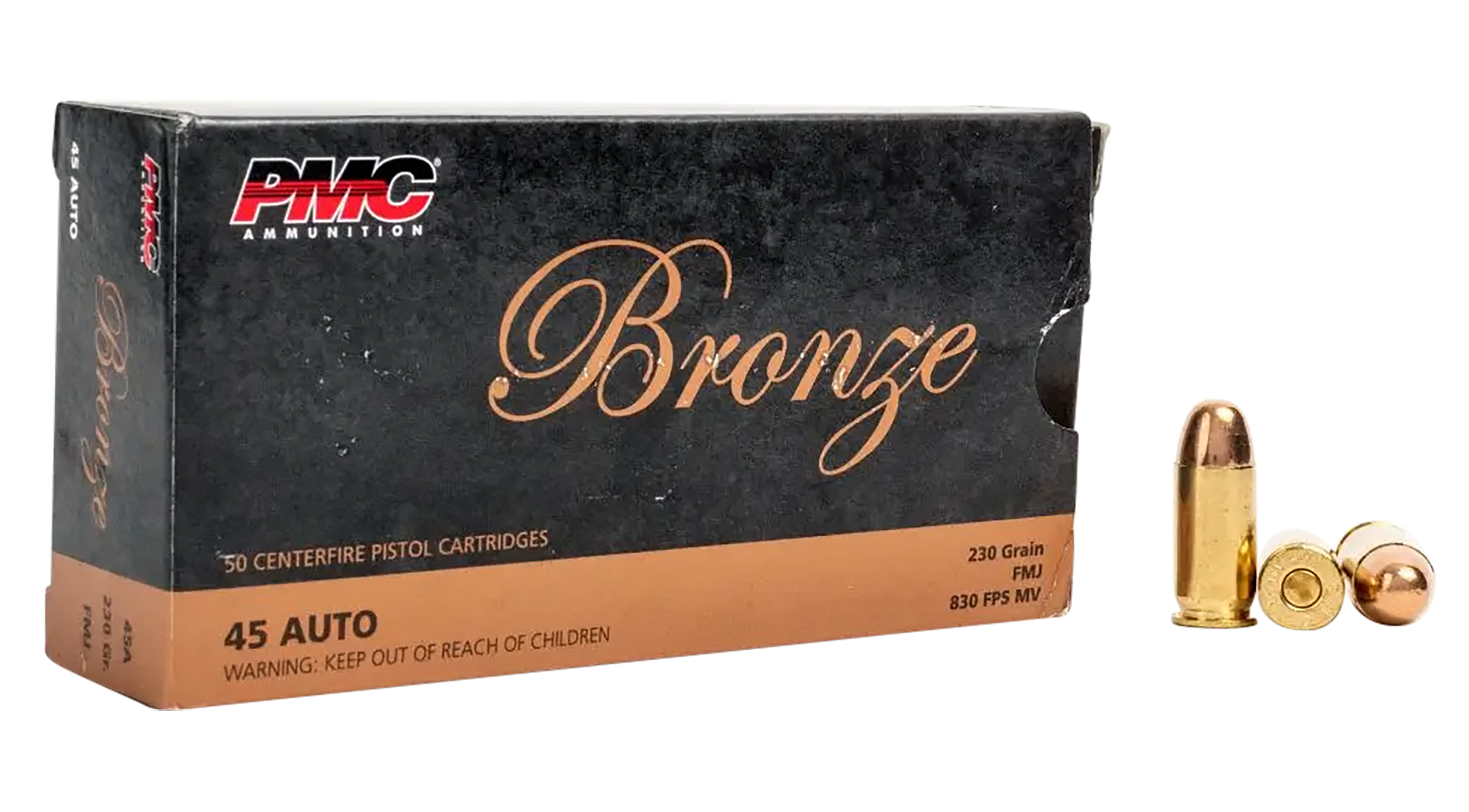PMC Bronze .45 ACP Handgun Ammo - 230 Grain | FMJ 50rd Box - Pistol ...