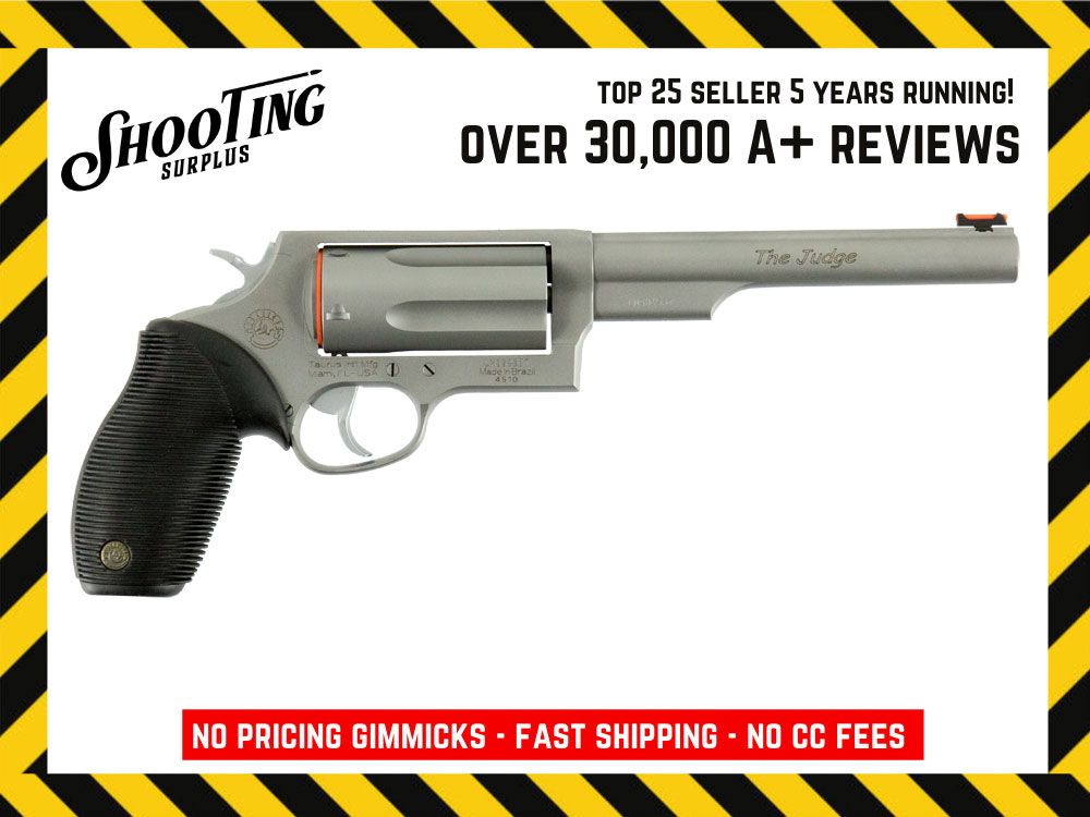 Taurus Judge Magnum Revolver 45 Colt 6.5 Inch Stainless Steel 5 Rounds ...