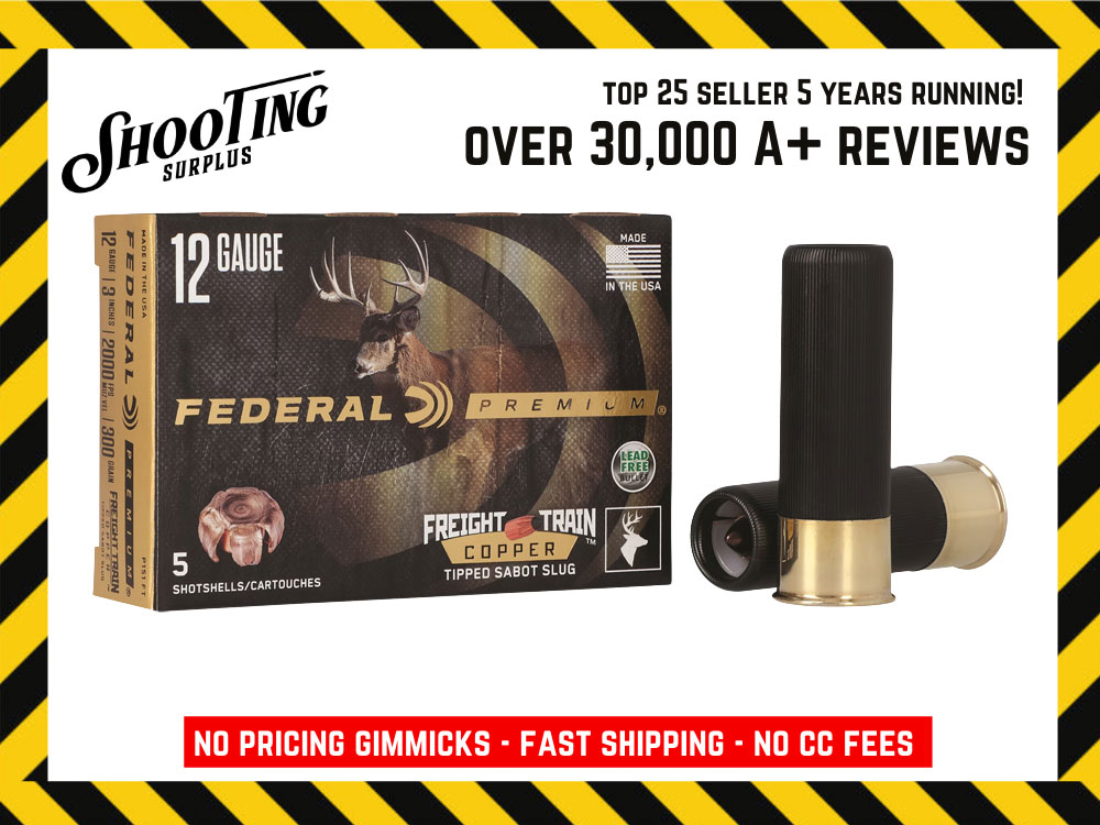 Federal Premium Freight Train 12 Gauge Sabot Slug 300 Grain 5 Rounds ...