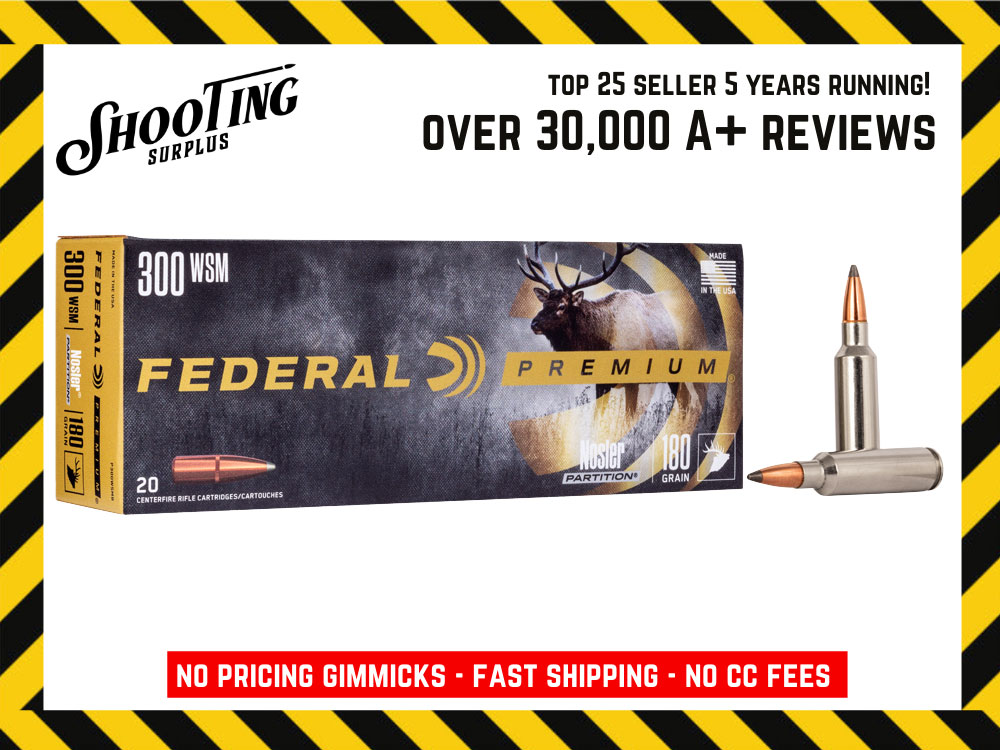 Federal Premium Nosler Partition 300 WSM Trophy Bonded Tip 180 Grain 20 ...