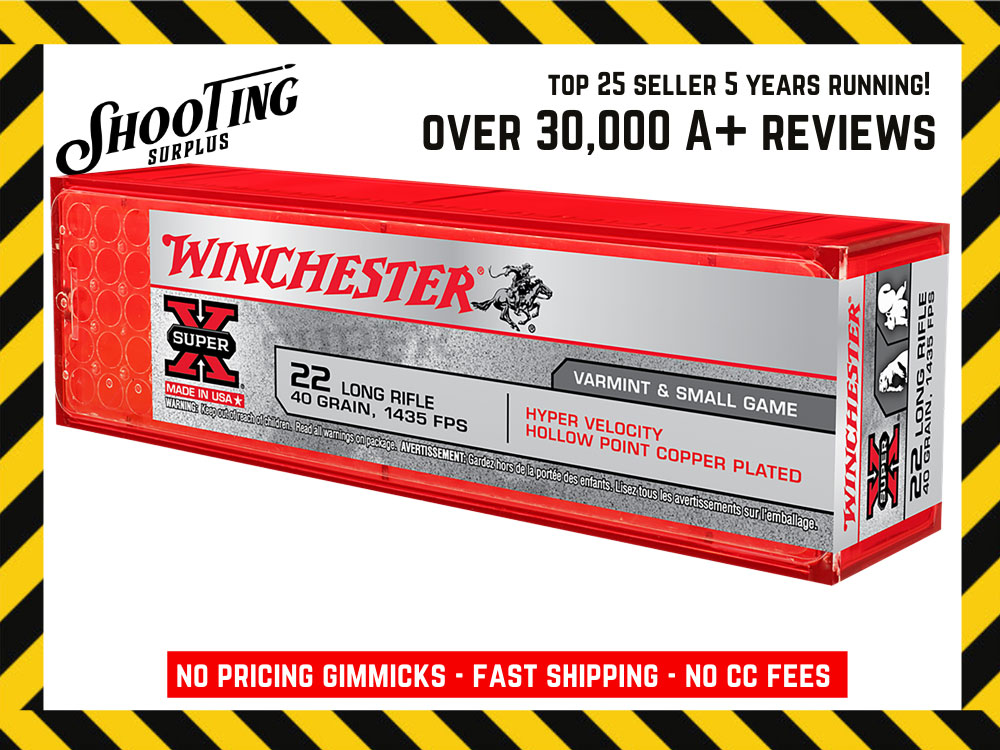 Winchester Hyper Velocity 22 Long Rifle Plated Hollow Point 40 Grain ...