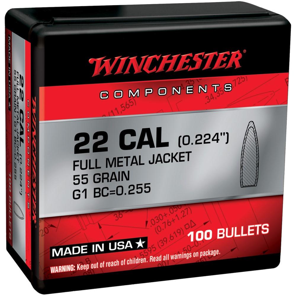 Winchester Centerfire Rifle Bullets 5.56 NATO .224" 55 gr FMJ 100-ct ...
