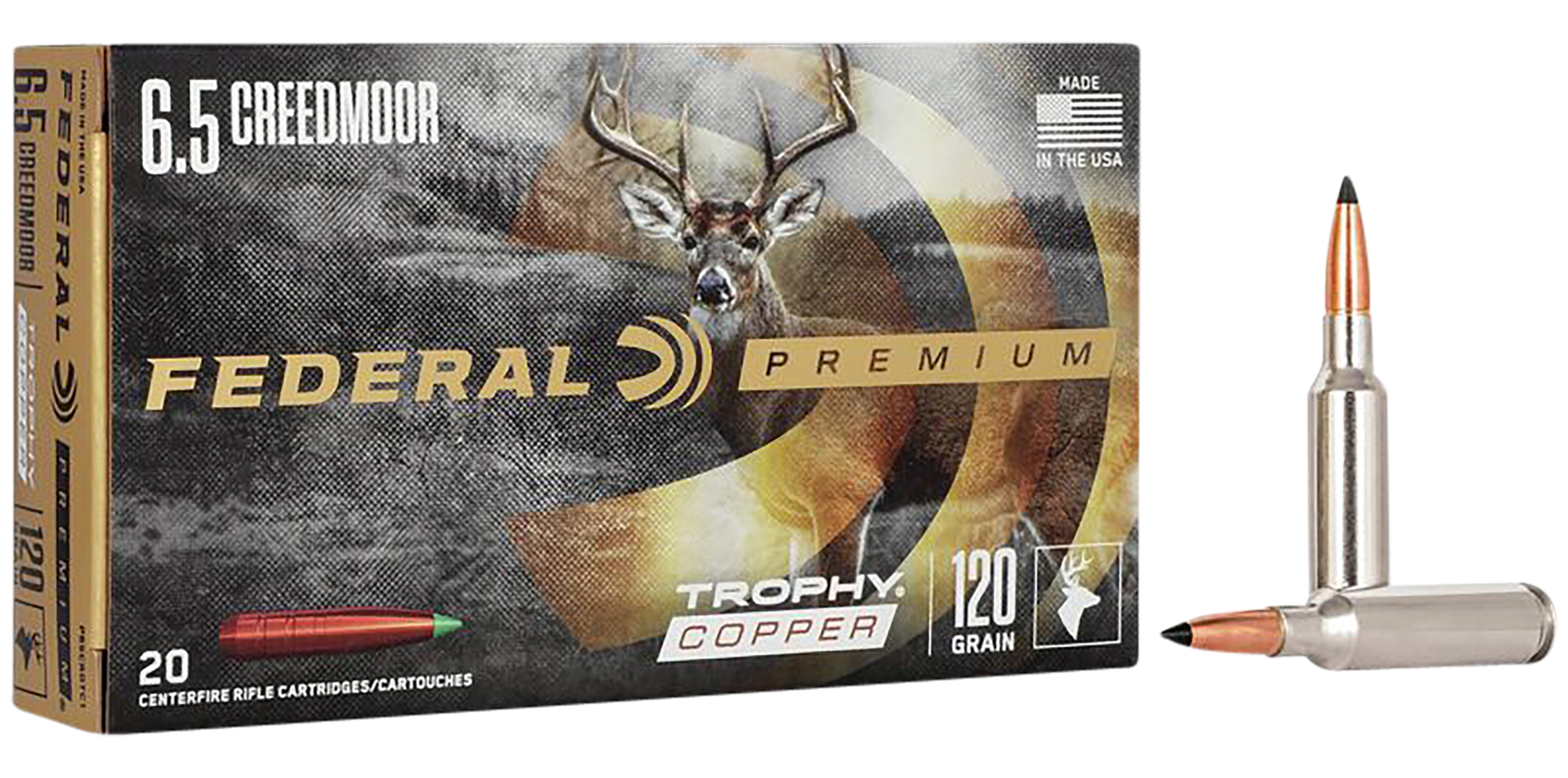 Federal P65CRDTC1 Premium 6.5Creedmoor 120gr Trophy Copper 20 Per Box-1 ...