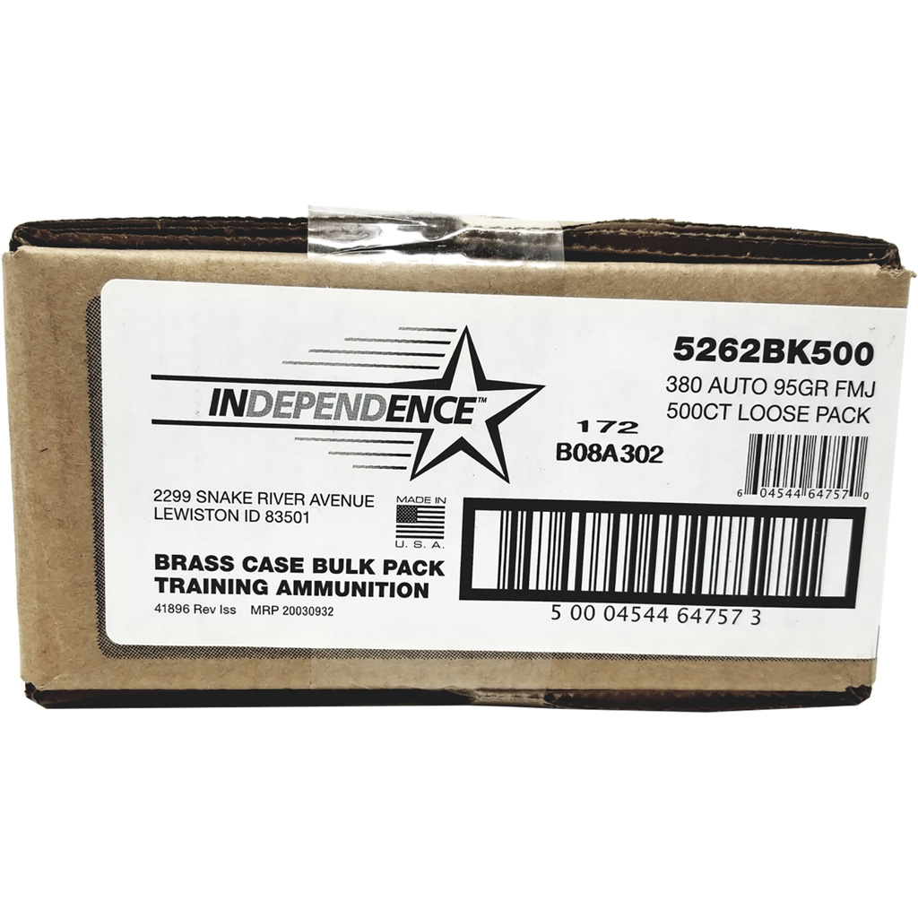Cci independence bulk pistol ammo 380 acp 95 gr. Fmj 500 rd. Loose pack ...