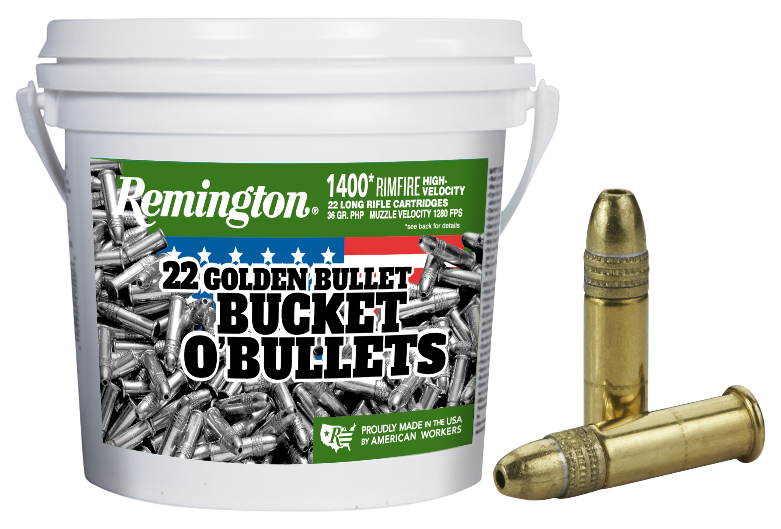 Remington ammunition 21231 golden bullet bucket o bullets 22lr 36gr ...