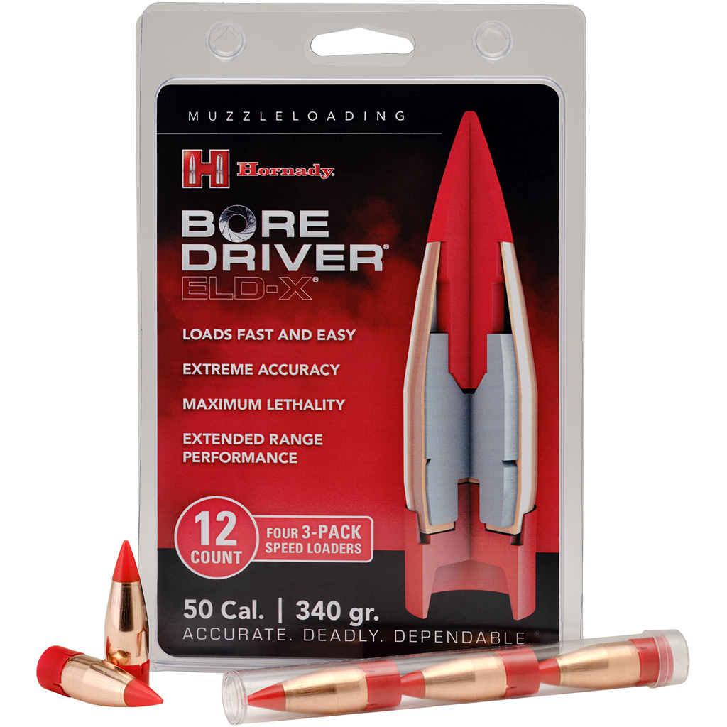 Hornady bore driver muzzleloader bullet 50 cal. 340 gr. eld-... - Black ...