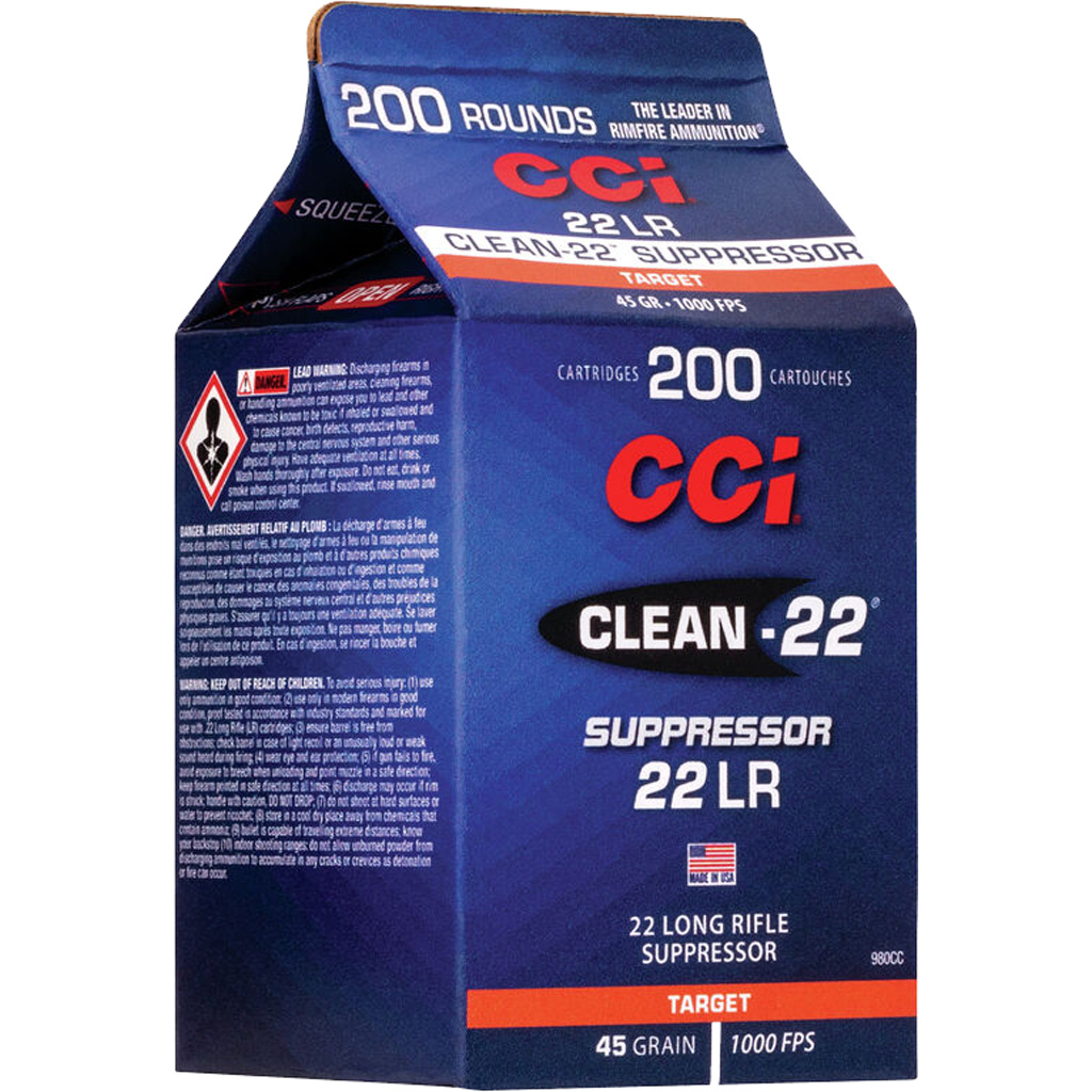 Cci copper-22 suppressor rimfire ammo 22 lr. 45 gr. Lrn 200 rd ...