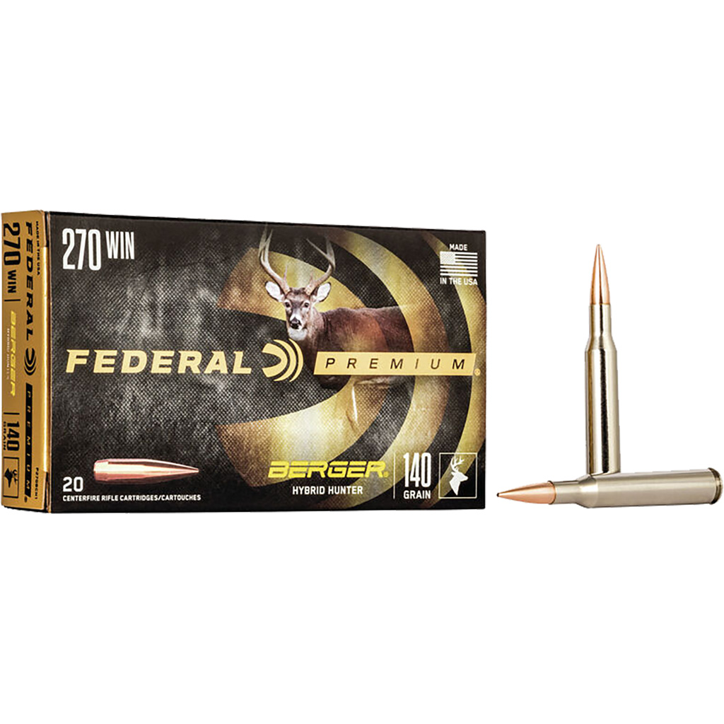 Federal premium rifle ammo 270 win. 140 gr. Berger hybrid hunter 20 rd ...