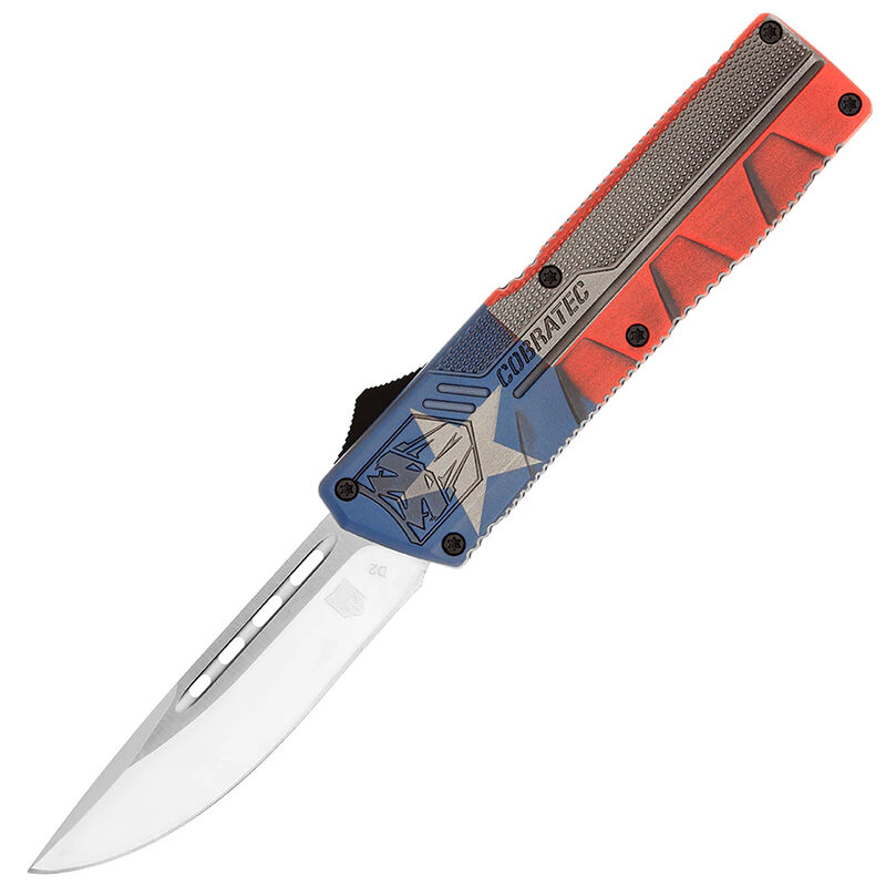 Cobratec lightweight 3.25" otf auto knife drop point texas flag ...