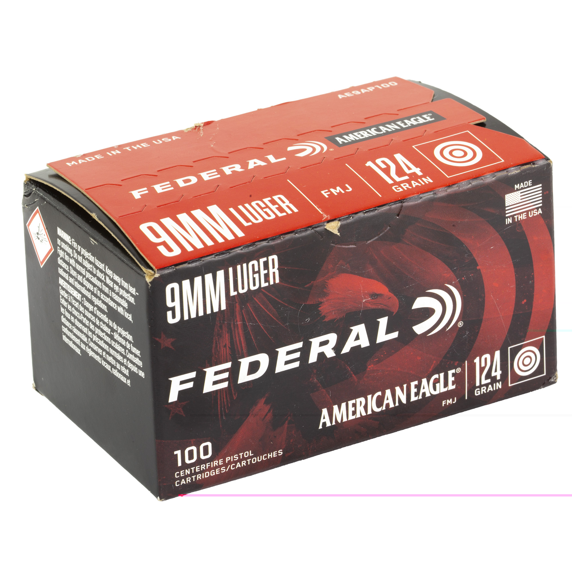 Federal American Eagle 9AP 9mm 115 gr 100 Rounds Per Box - Rifle ...