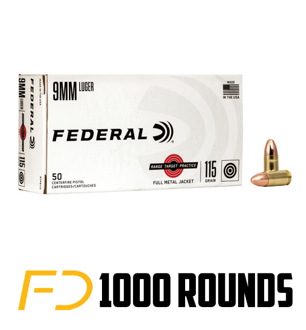 Federal Range and Target 9MM 115gr FMJ 1000 Rounds (Case) - Pistol ...