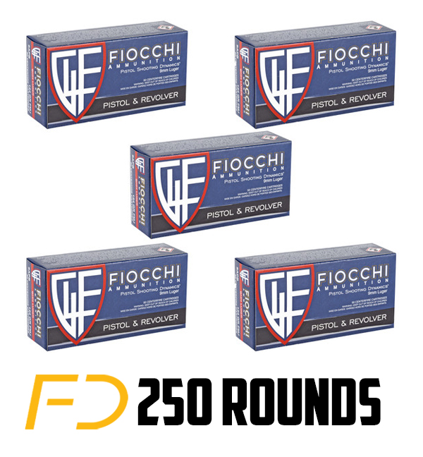 Fiocchi Training Dynamics 9MM 124gr FMJ 250 Rounds - Pistol Ammunition ...