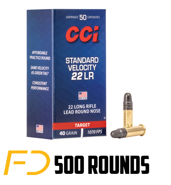 Cci standard velocity .22 lr 40gr lrn 500 rounds - Rimfire Ammo at ...
