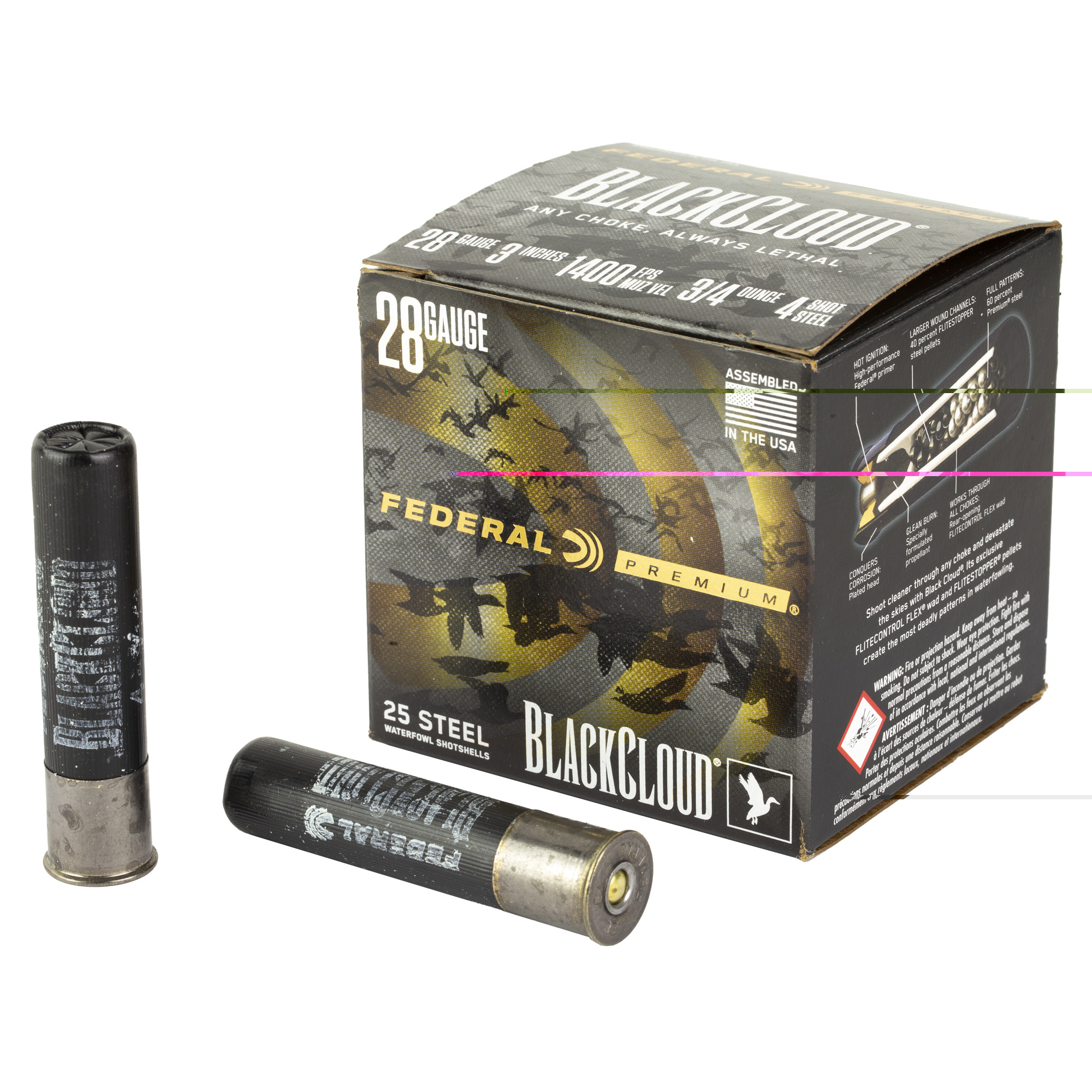 Federal Black Cloud 28 Gauge Ammo 3" 3-4 oz #4 Steel Shot 25-box ...