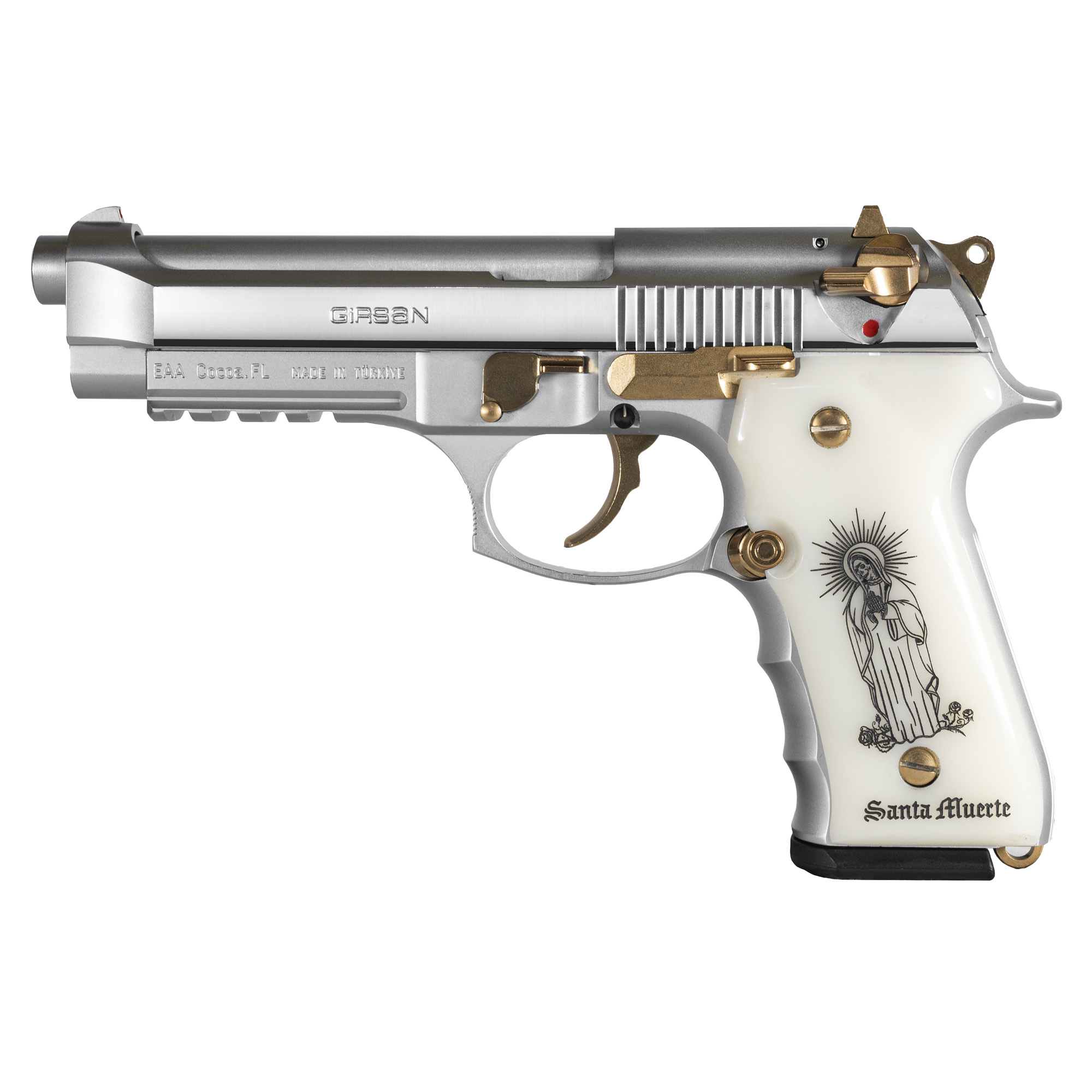 Girsan Regard Liberador 9mm 4.9" Barrel 18rd White Engraved Ivory Grips ...