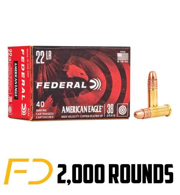 Federal 22lr 1260fps 38gr hollow point 2000 rounds (50 boxes of 40 rnds ...