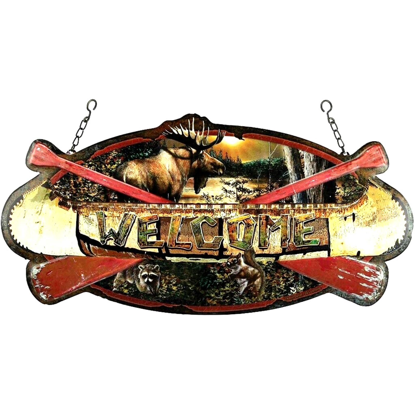 Rivers Edge Welcome Canoe Hanging Metal Sign - Everything Else at ...
