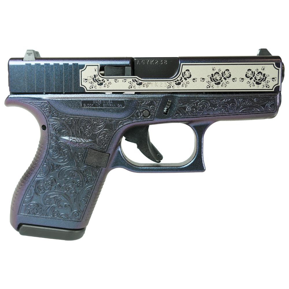 Glock 42 "glock & roses mongoose purple" handgun .380 acp 6rd magazines ...