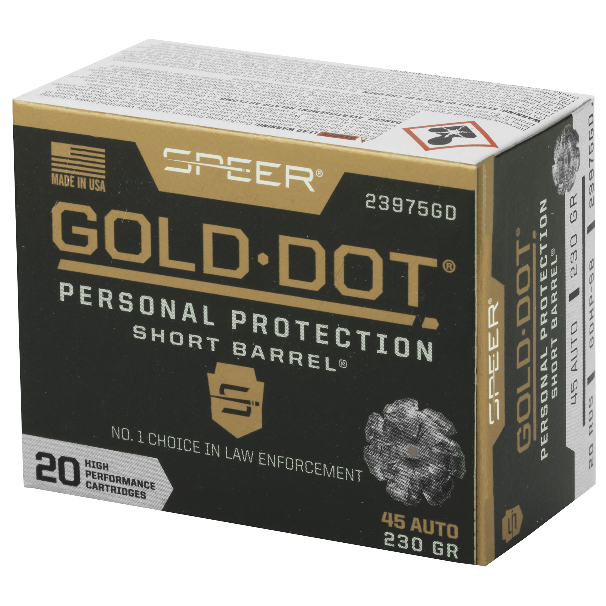 Speer Gold Dot .45 ACP 230gr HP 20 Rounds [MPN: 23975GD] - Pistol ...
