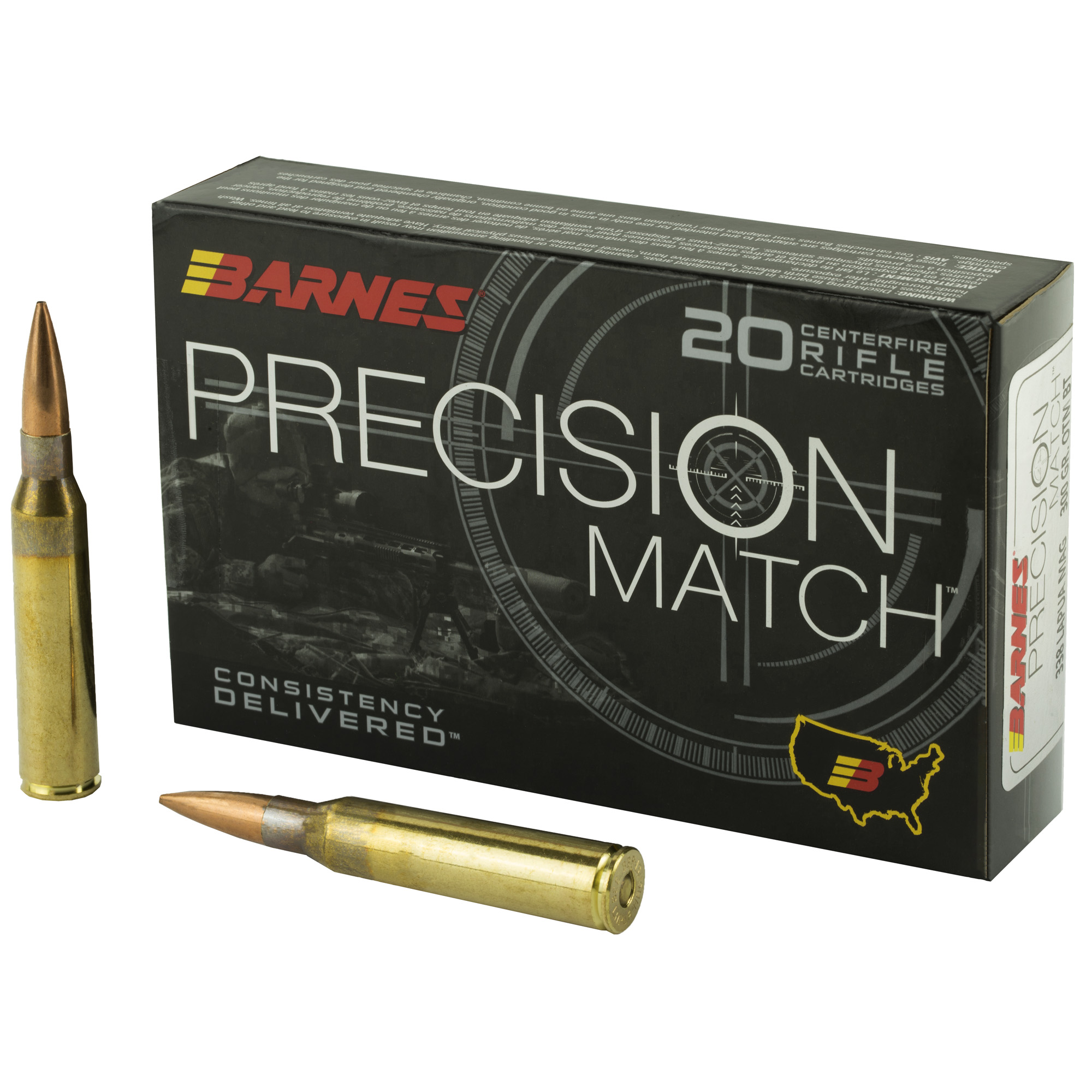 Barnes Bullets Precision Match .338 LAPUA MAGNUM 300gr OTM 20 Rounds [M ...