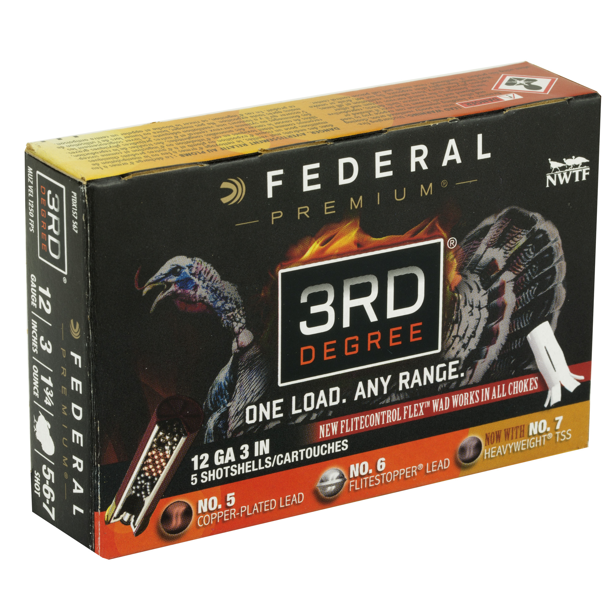 Federal 3rd degree 12 ga 3in. 13-4oz. 5-6-7 shot 5 rounds [mpn: ptdx157 ...