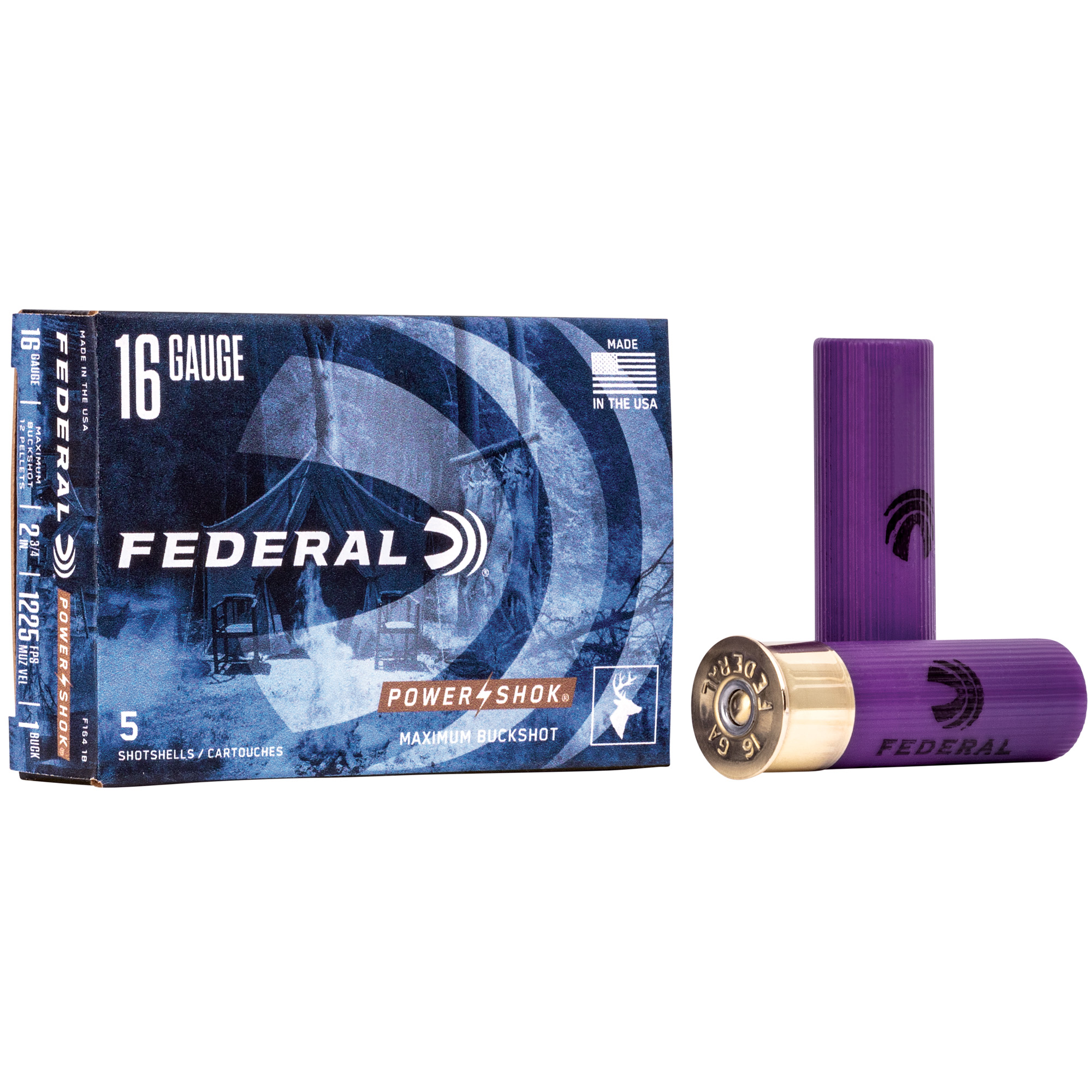 Federal PowerShok 16 GA 23-4in. Twelve Pellet 1 Buckshot 5 Rounds [MPN ...