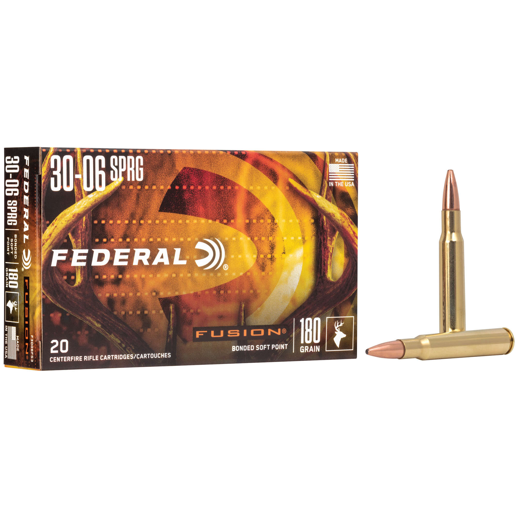 Federal Fusion .3006 SPRINGFIELD 180gr SP 20 Rounds [MPN: F3006FS3 ...