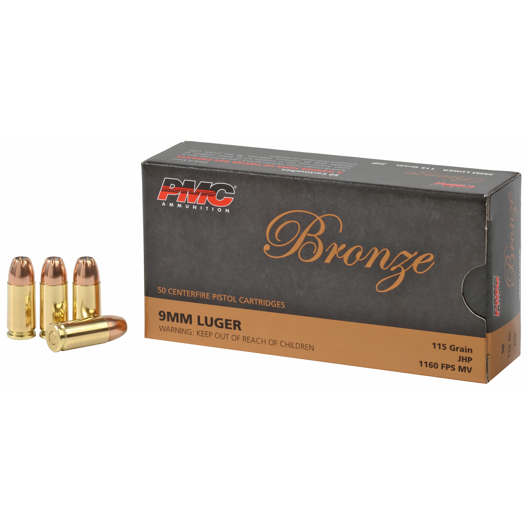 PMC Bronze 9MM 115gr JHP 50 Rounds - Pistol Ammunition at GunBroker.com ...