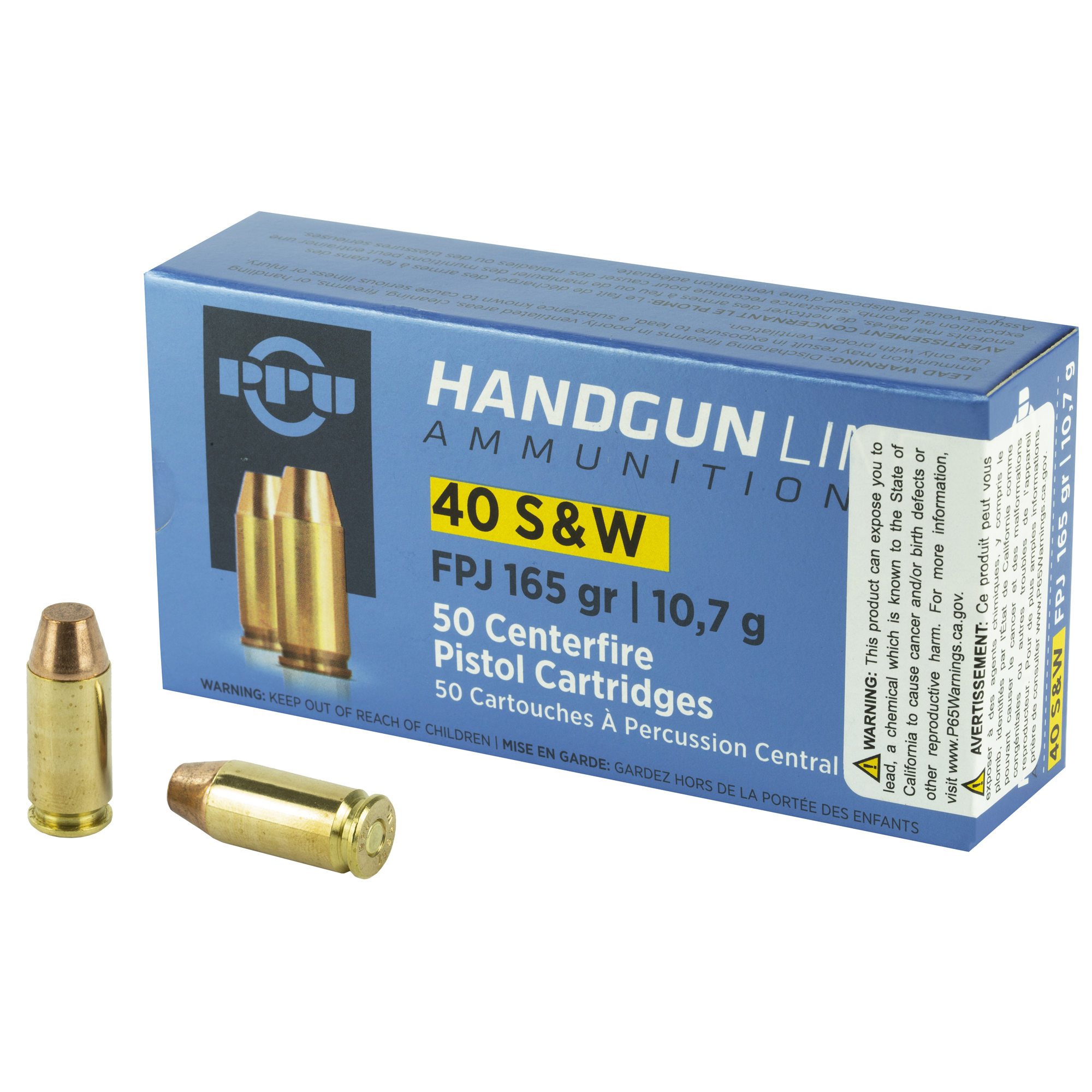 PPU Handgun .40 S&W 165gr FPJ 50 Rounds [MPN: PPH40F] - Pistol ...