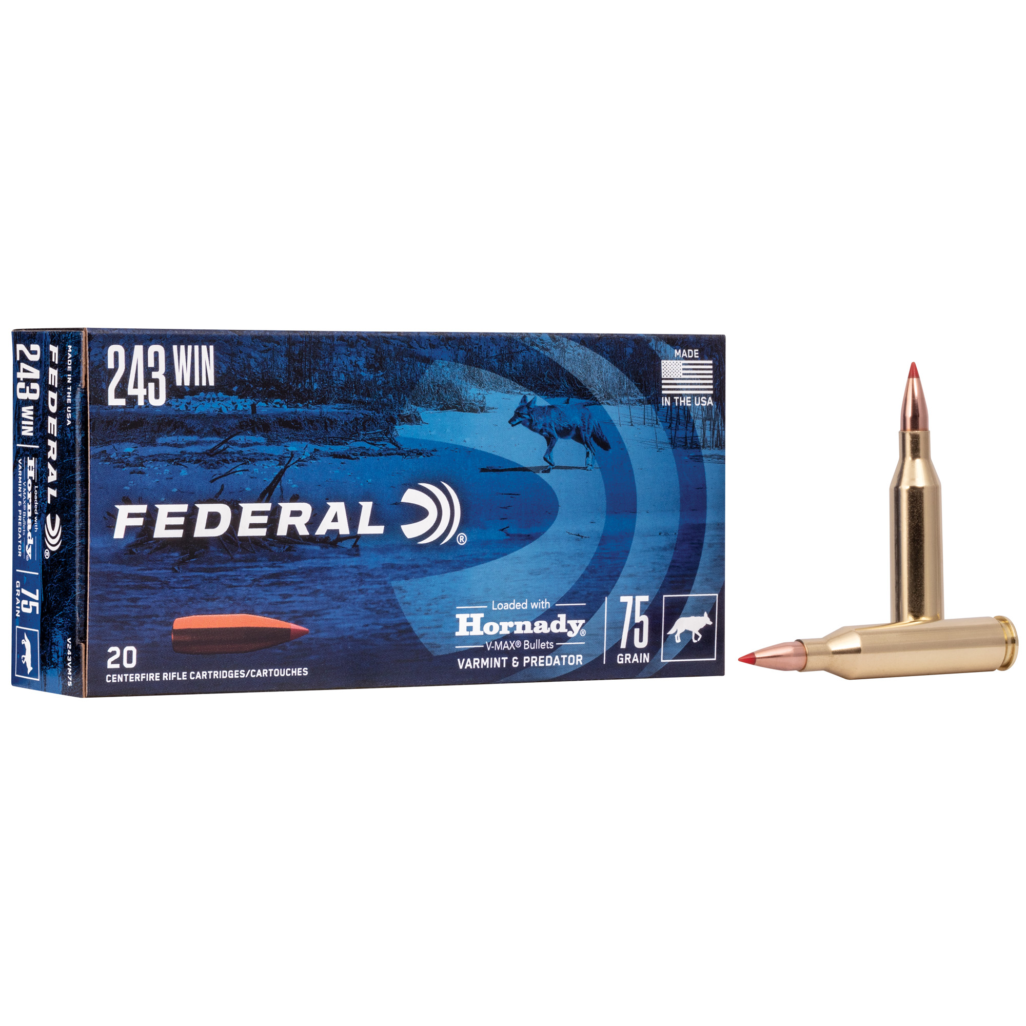 Federal Varmint & Predator .243 WIN 75gr VMax 20 Rounds [MPN: V243VM75 ...